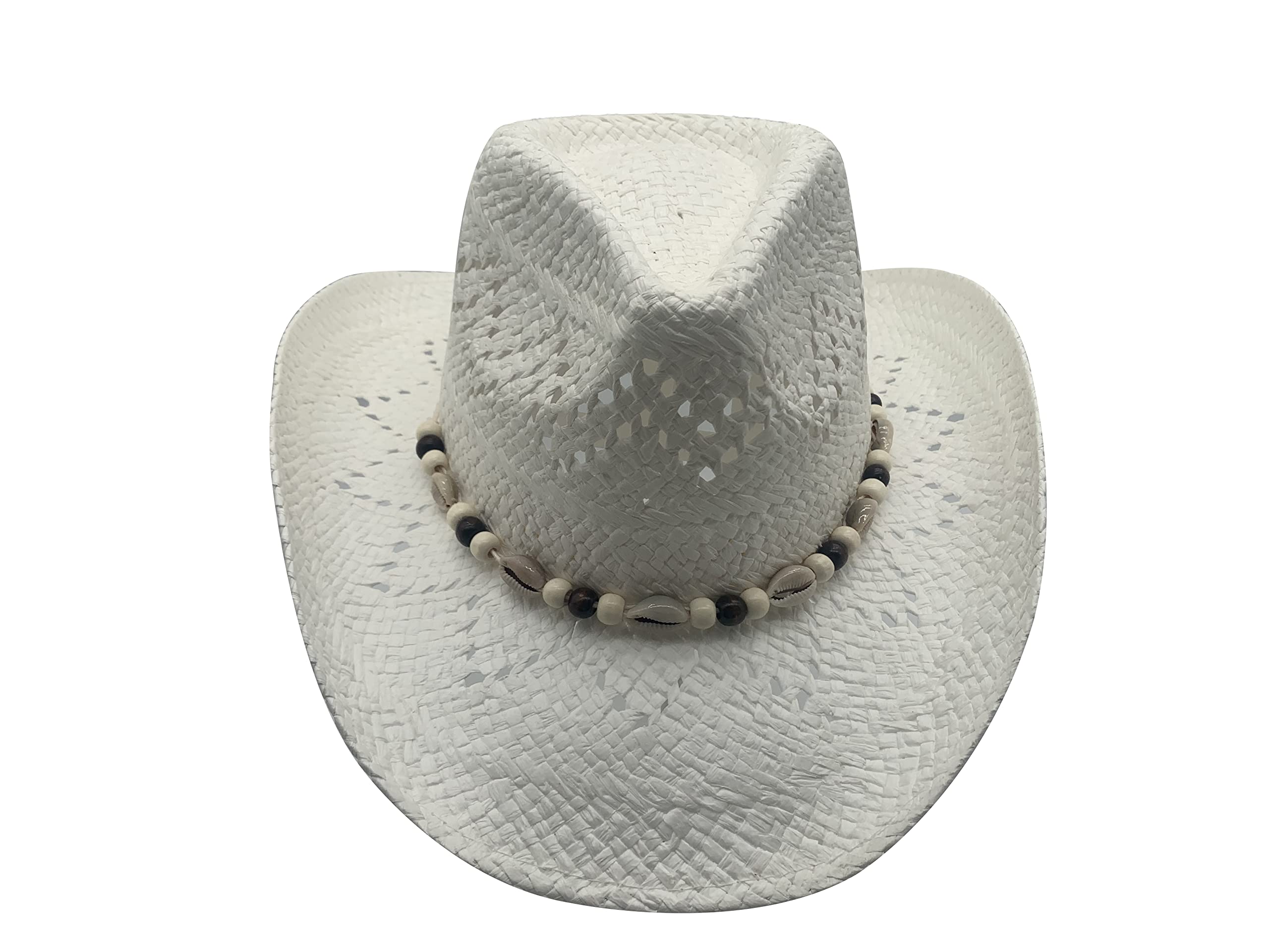 Willheoy Woven Straw Cowboy Hat Western Hats for Men Cowgirl Costume for Women White
