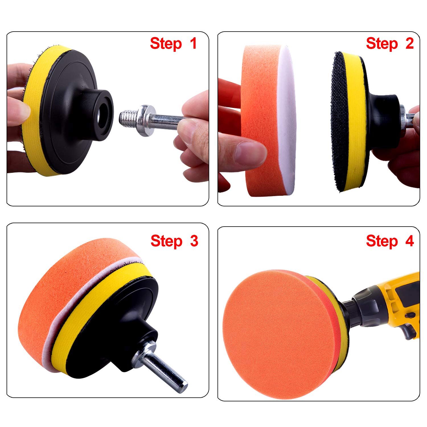 SIQUK 11 Pieces Buffing Pads 6 Inch Car Polishing Pad Kit Foam Polish Pads Car Polisher Attachment for Drill
