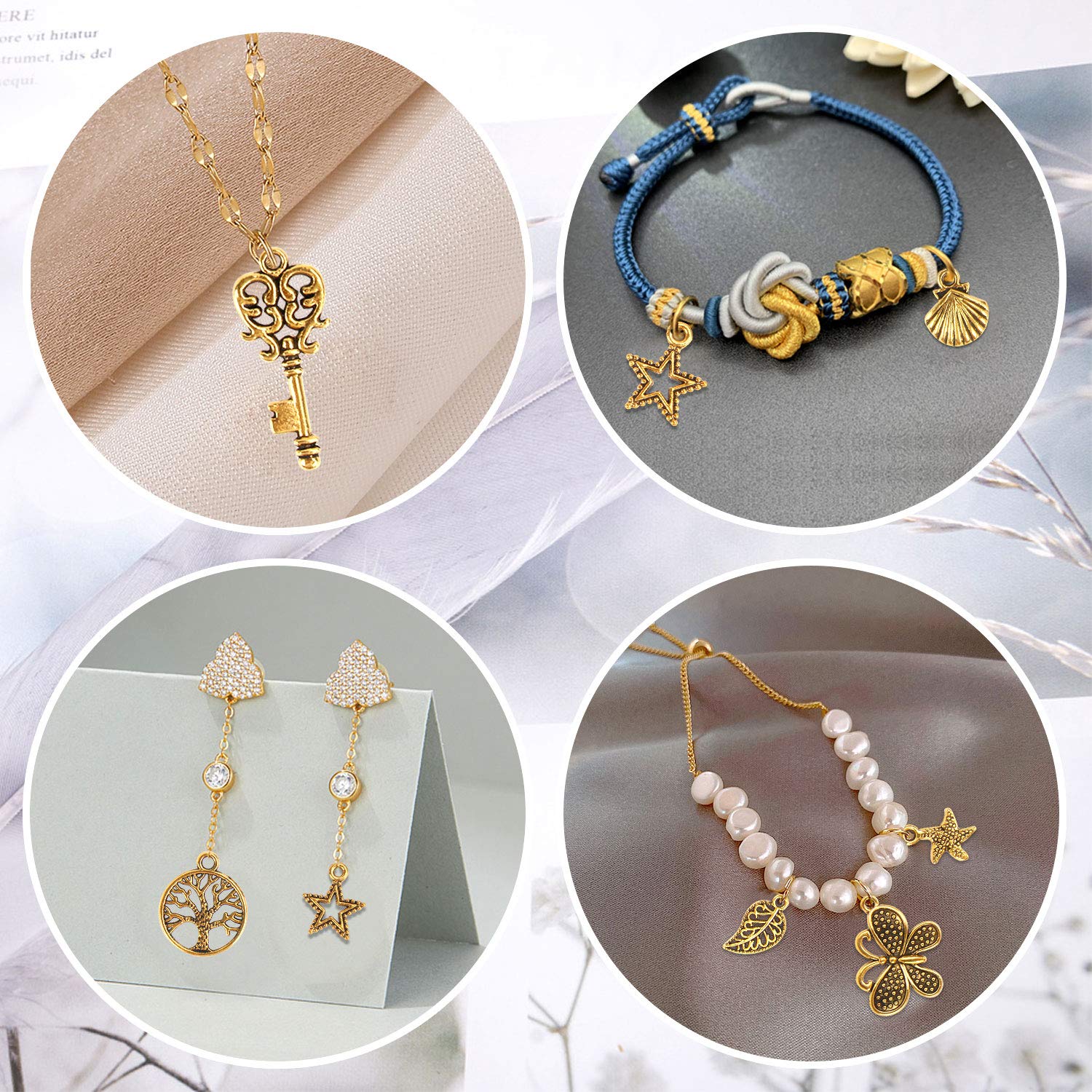 SANNIX 200Pcs Gold Charms Bulk Antique Gold Charms for Jewelry Making Charm Bracelet Necklace Earrings DIY Craft Making