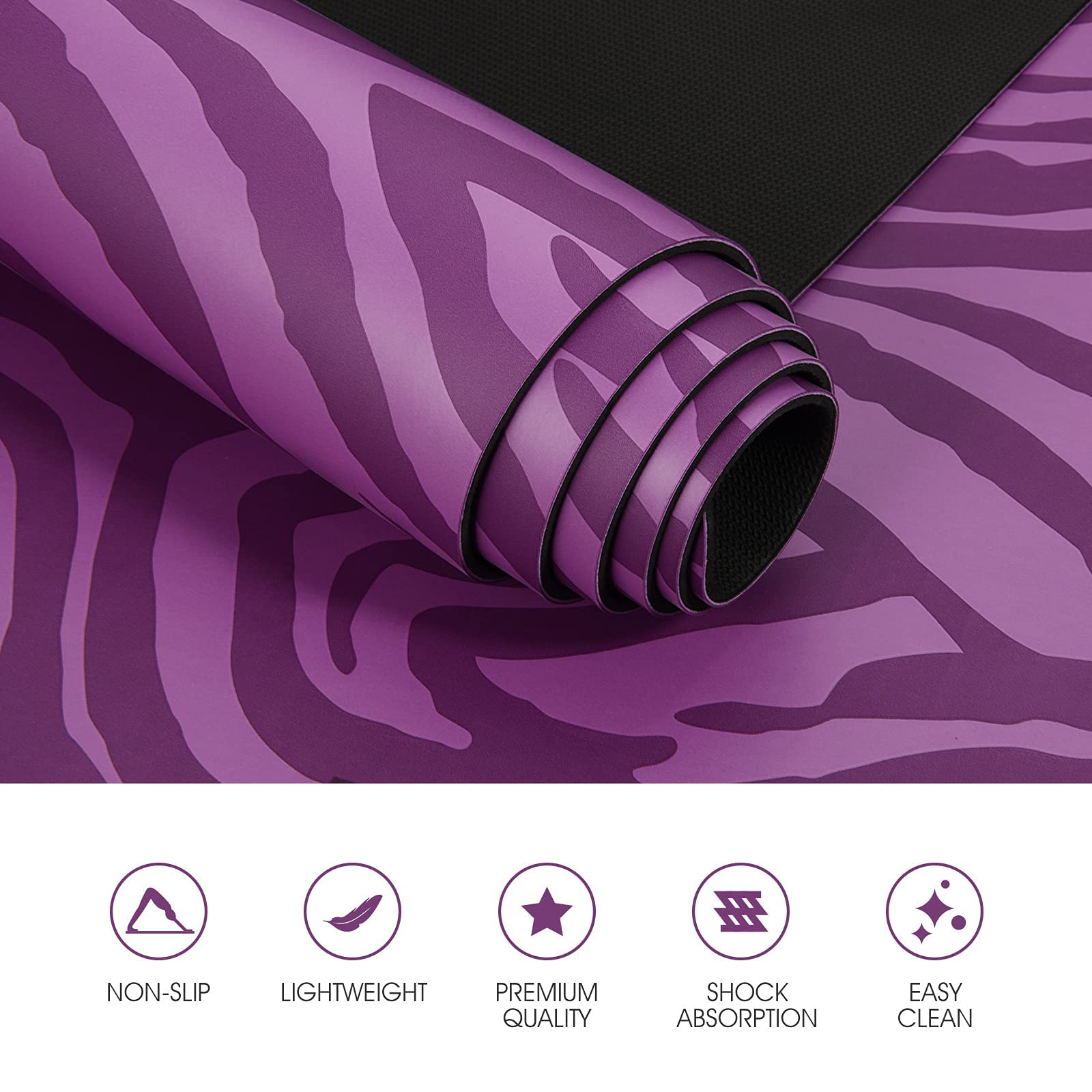 Yoga Mat, TPE Yoga Mat Fitness Exercise Mat with Strap