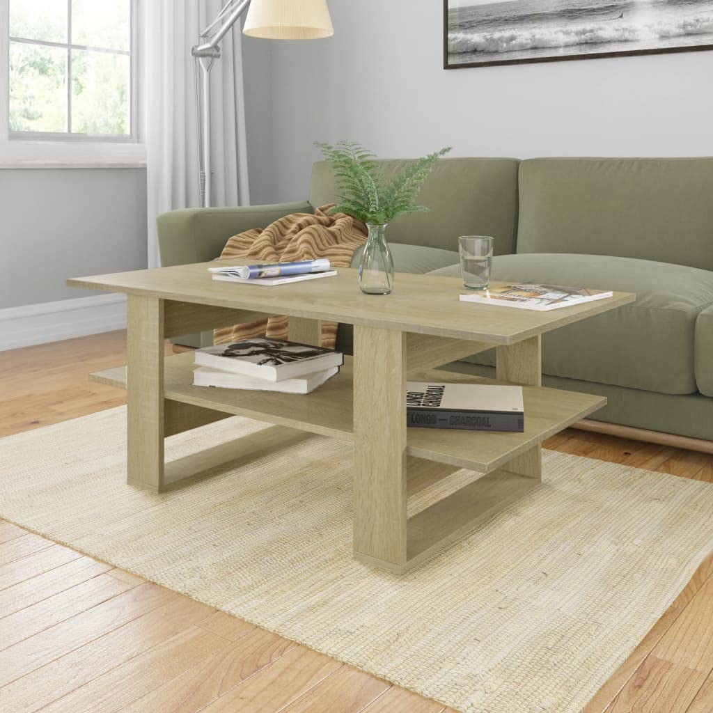 QJBSAVVA Coffee Table Sonoma Oak 43.3"x21.7"x16.5" Engineered Wood,Industrial Tables Floor Standing Table Cocktail Table Suitable for Meeting Rooms, Reception Rooms, Offices