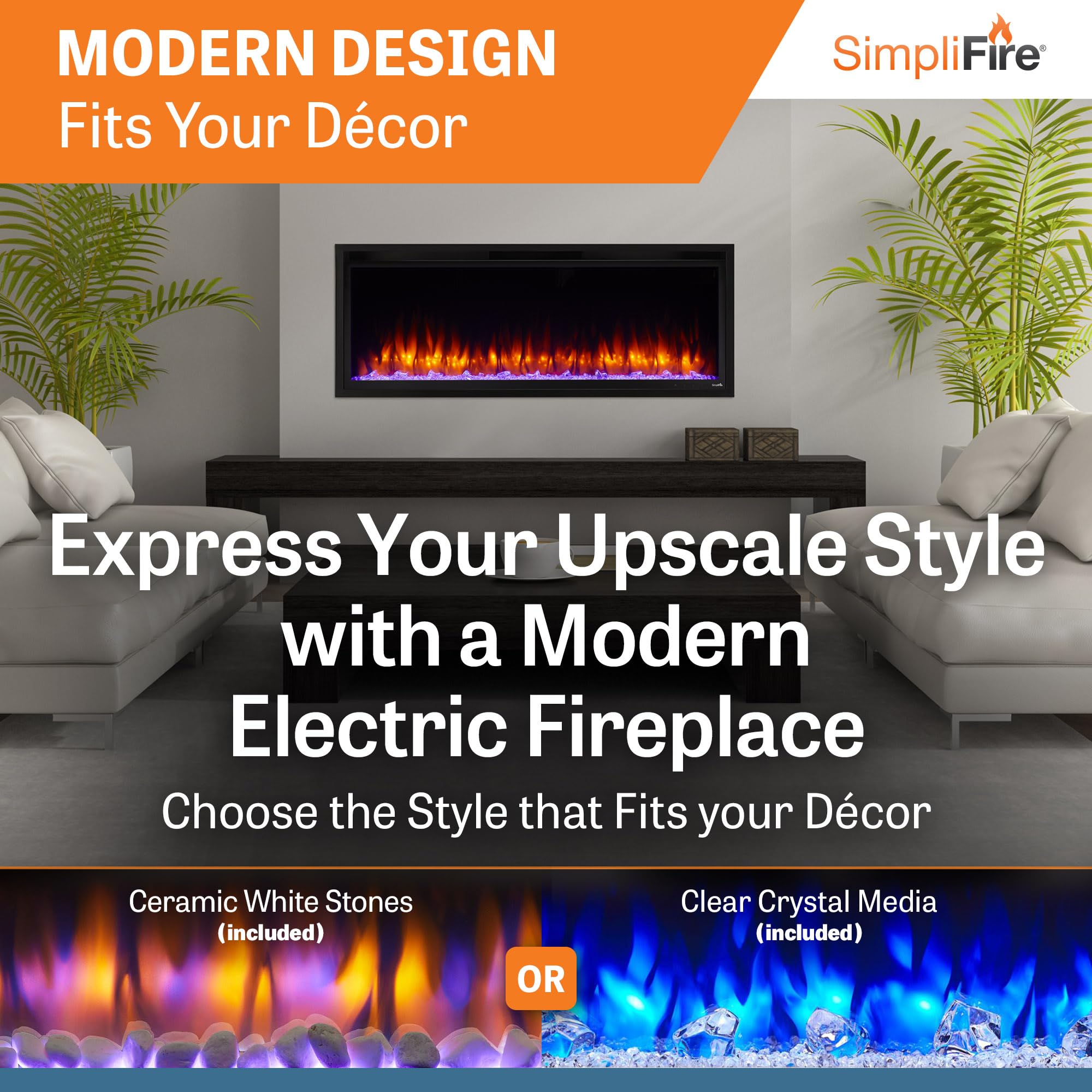 SIMPLIFIRE Allusion Platinum 50" Linear Electric Fireplace - Black, SF-ALLP50-BK