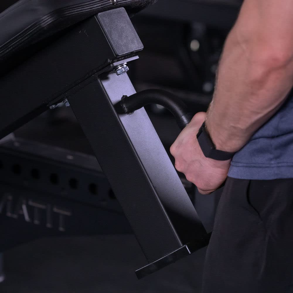Titan Fitness Tri-Pod Competition Flat Weight Bench, 1,000 LB Capacity, Dedicated Home Gym Weightlifting & Strength Training Utility Bench, HeftyGrip Vinyl Upholstery, Front Handle & Rear Wheels