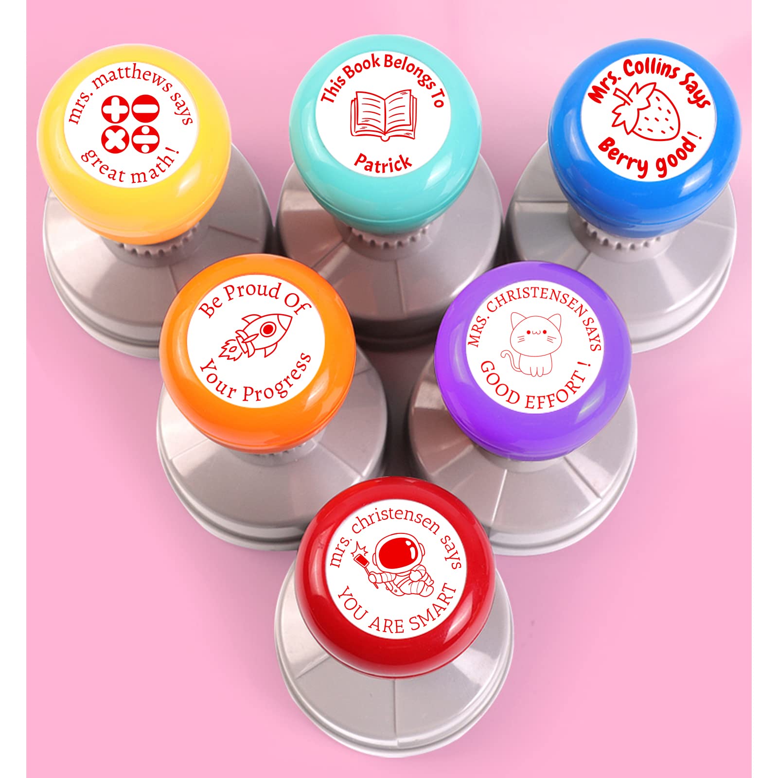 Personalize Custom Teacher Stamp for Grading Classroom Teachers Review Homework Feedback Colorful Stamps
