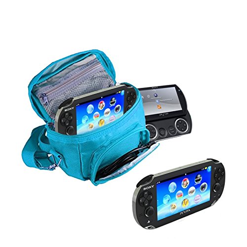 Orzly® - GAME & CONSOLE TRAVEL BAG for Sony PSP Consoles (GO/VITA/1000/2000/3000) Has Special Compartments for Games & Accessories. Bag includes Shoulder Strap + Carry Handle + Belt Loop - BLACK