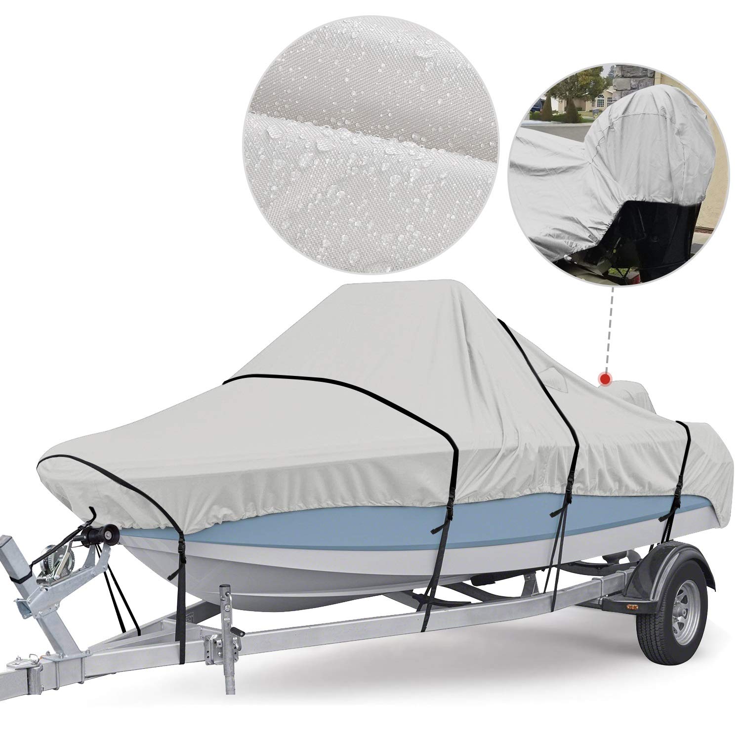 RVMasking Upgraded 800D Waterproof Center Console Boat Cover, Heavy Duty Boat Cover for Center Console Boat