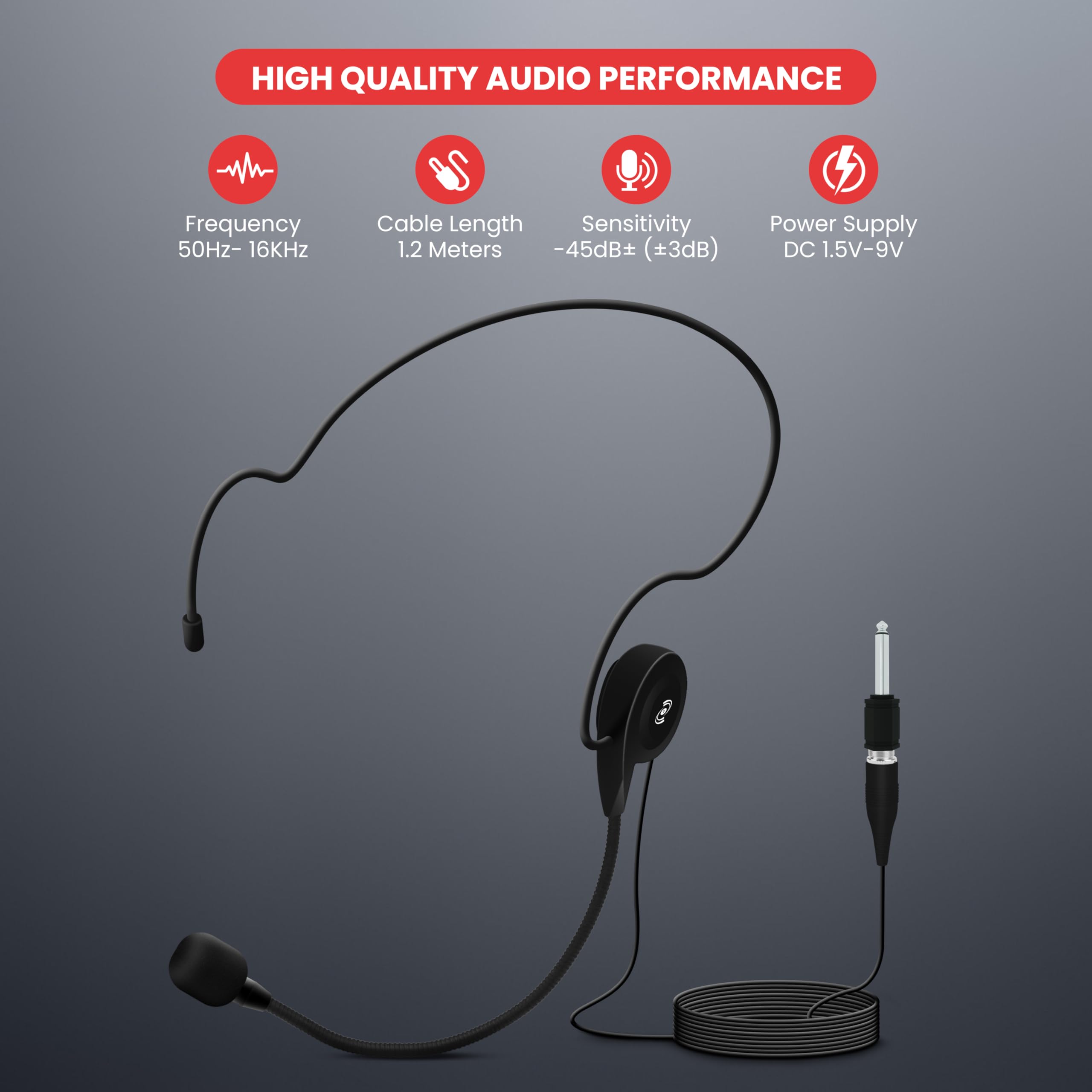 Pyle Double Over Ear Microphone Headset - Professional Hands Free Cardioid Wired Audio Boom Condenser Microphone Headset w/ 3.5mm / 1/4" Adapter, 4ft Cable, and Mic Windscreen - (Black)