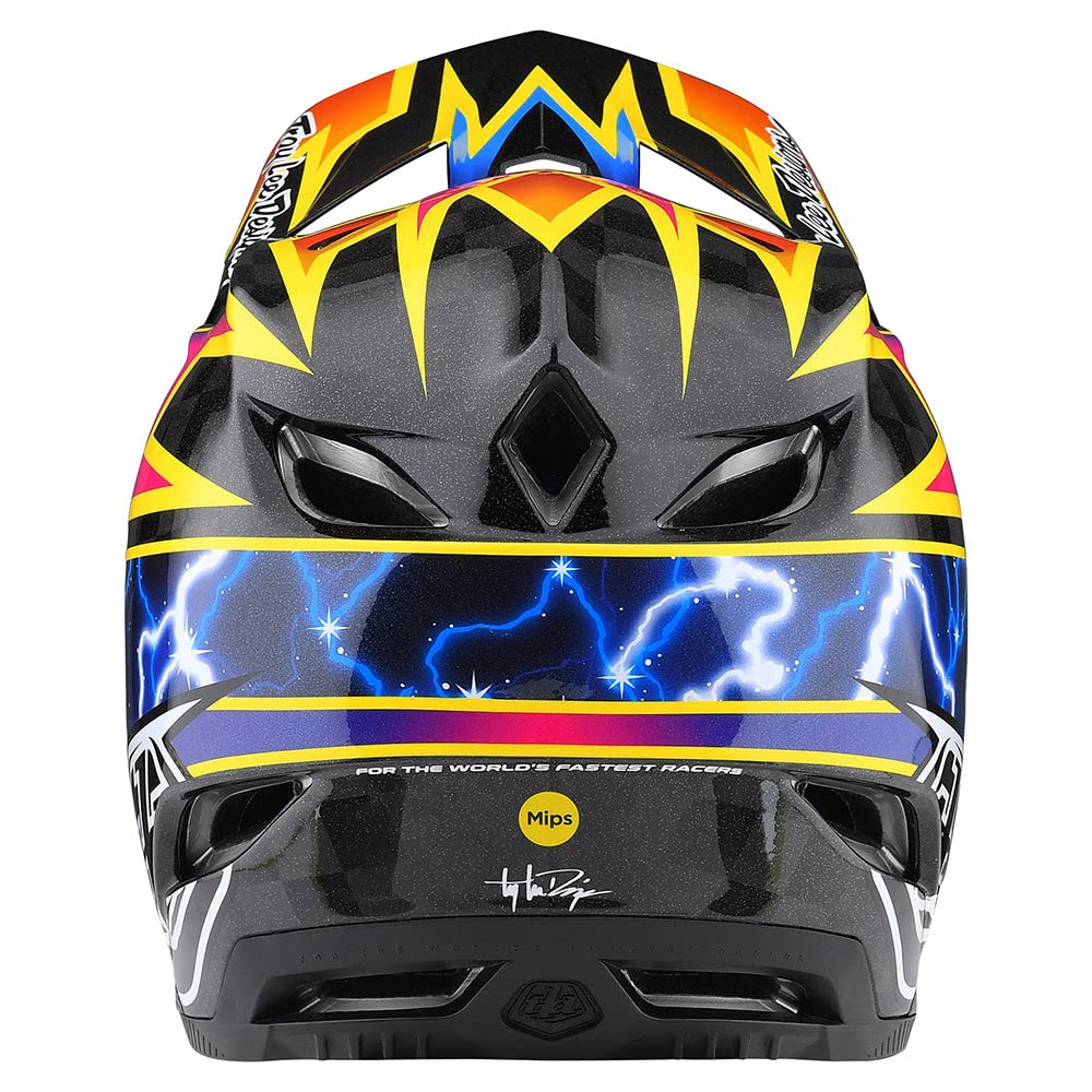 Troy Lee Designs D4 Carbon Full Face Bicycle Helmet for Max Ventilation Lightweight MIPS EPP EPS Racing Downhill DH BMX MTB - Adult Men Women - Lightning Black, X-Large