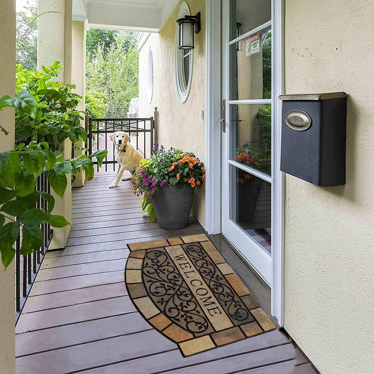 CHICHIC Entrance Door Mat Large 24 x 36 Inch Entry Way Doormat Front Door Rugs Outdoors Heavy Duty Welcome Mat, Non Slip Rubber Back Low Profile for Garage, Patio, High Traffic Area, Vine