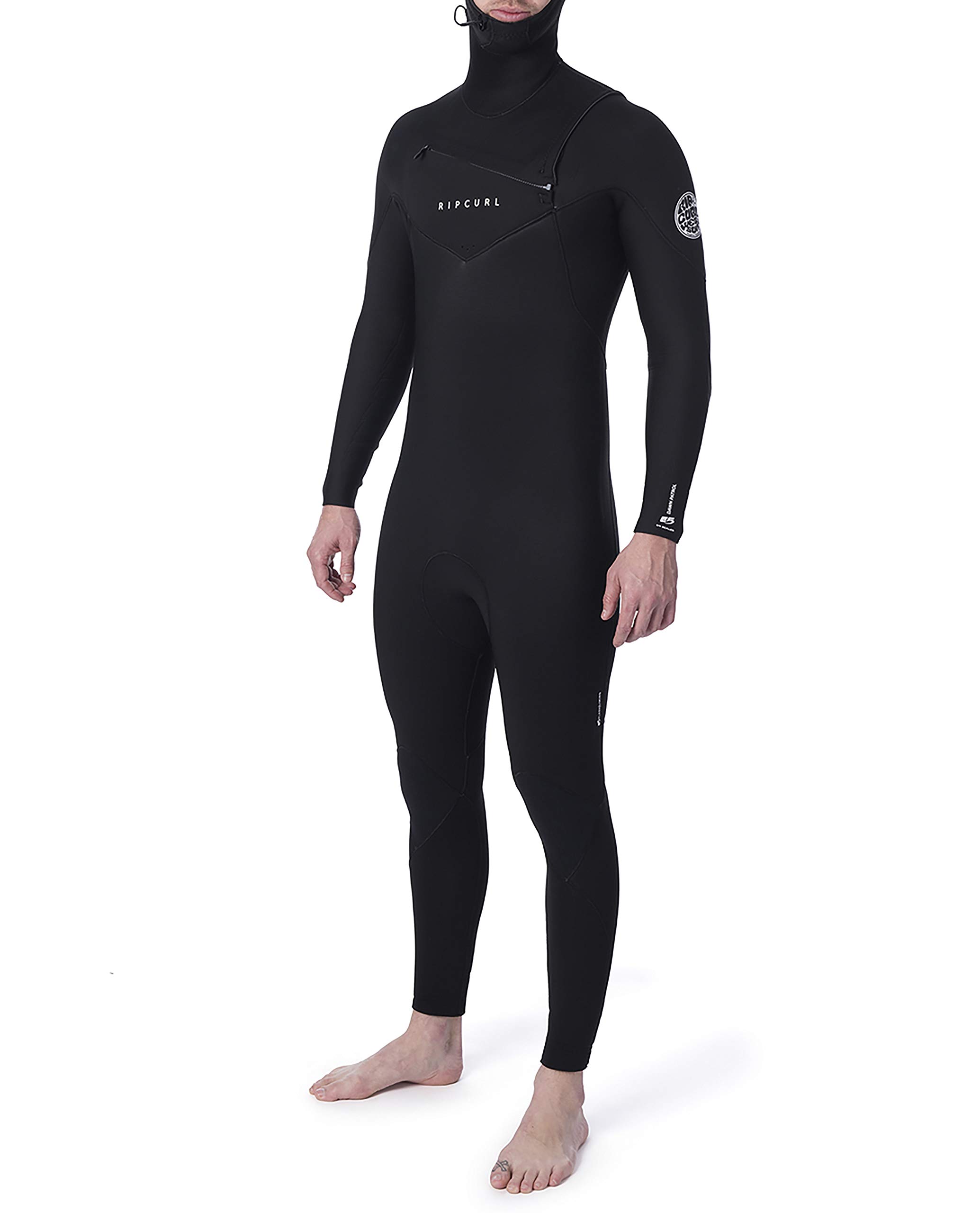 Rip Curl Mens Dawn Patrol 5/4mm Hooded Chest Zip Wetsuit Black WSM9BM Wetsuit Size - M