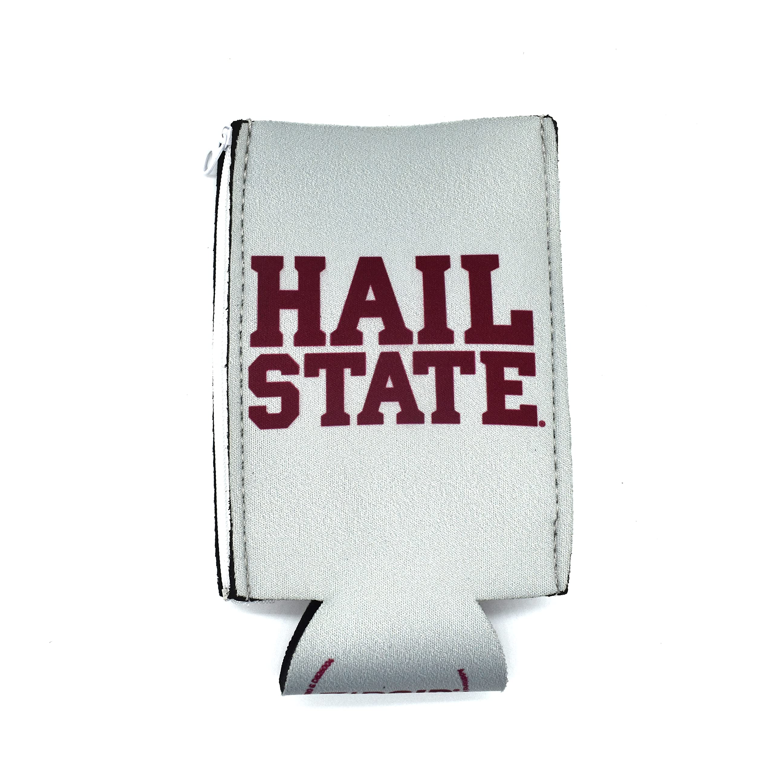 ZipSip NONMAGNET- MSU Adjustable All-In-One Coozie with Zippers for Cans, Bottles, Slim Cans, Pint Glasses, Party Cups β Can Cooler - Insolated Neoprene Sleeve - MSU Bulldogs Light Gray, Large