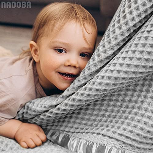 Thermal Baby Blanket for Girls and Boys - Waffle Weave Blanket Satin Baby Blanket - Throw Blanket for Baby Receiving Blankets - Soft Waffle Blanket