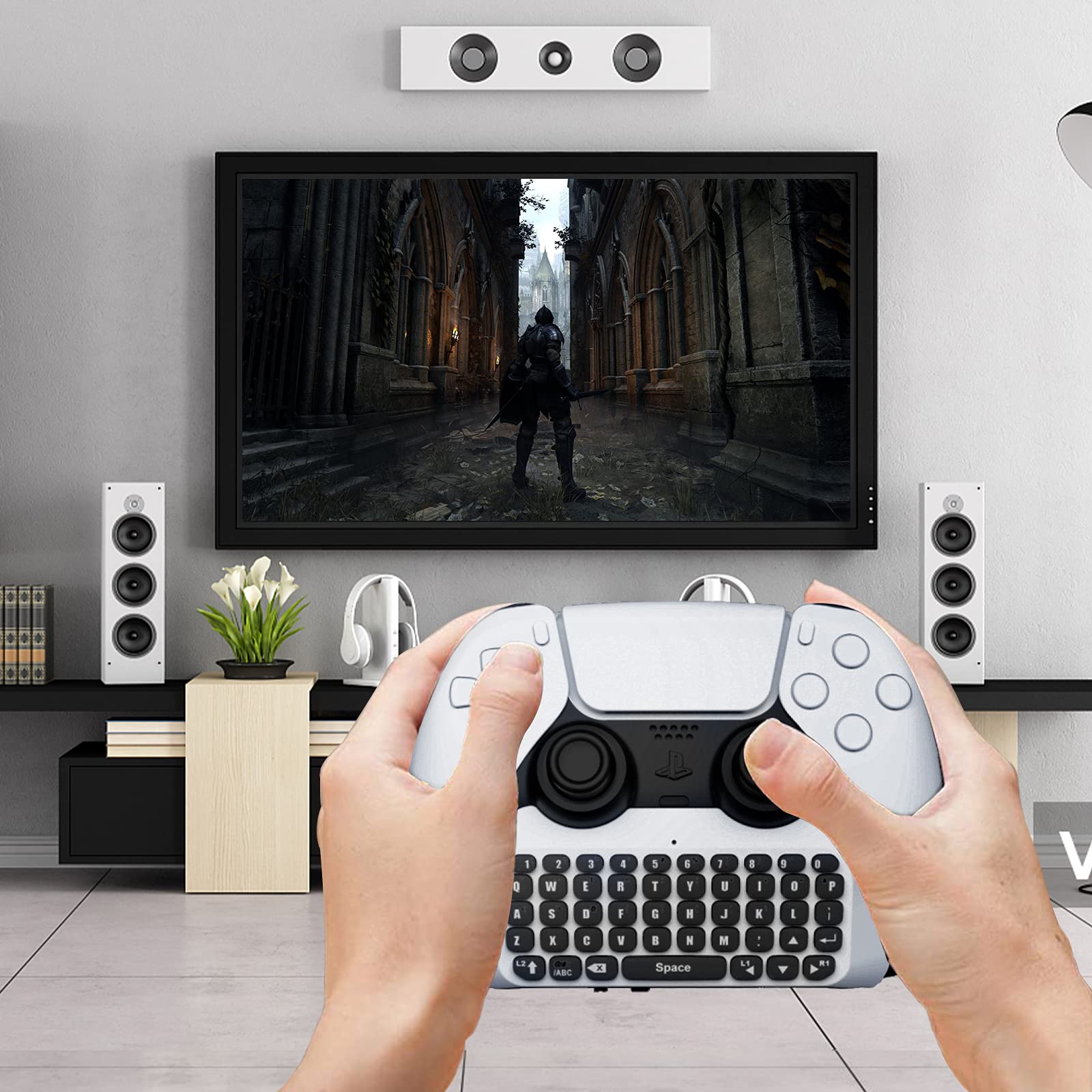 PS5 Controller Keyboard, Gamer Digital Mini Wireless Bluetooth Keyboard Chat pad for PlayStation 5