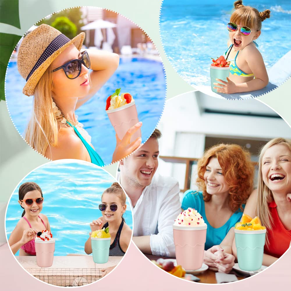 Slushie Maker Cup, 500ml Big Magic Quick Frozen Smoothies Cup Cooling Cup Double Layer Squeeze Cup Slushy Maker, Homemade Ice Cream Maker DIY it for Children and Family