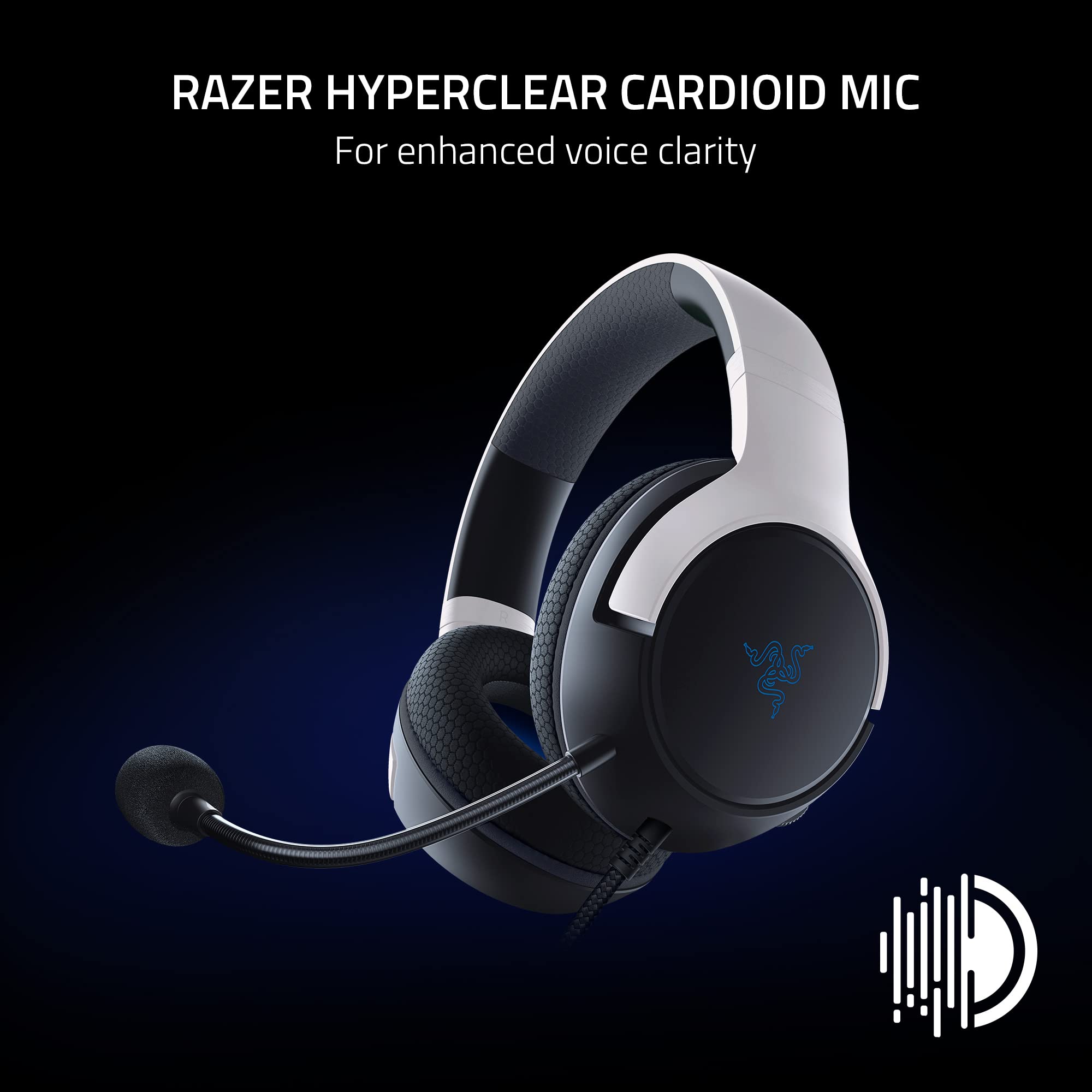 Razer Kaira X Wired Gaming Headset for PlayStation 5 / PS5, PS4, PC, Mac, Mobile: 50mm Drivers - HyperClear Cardioid Mic - Memory Foam Cushions - On-Headset Controls - White & Black