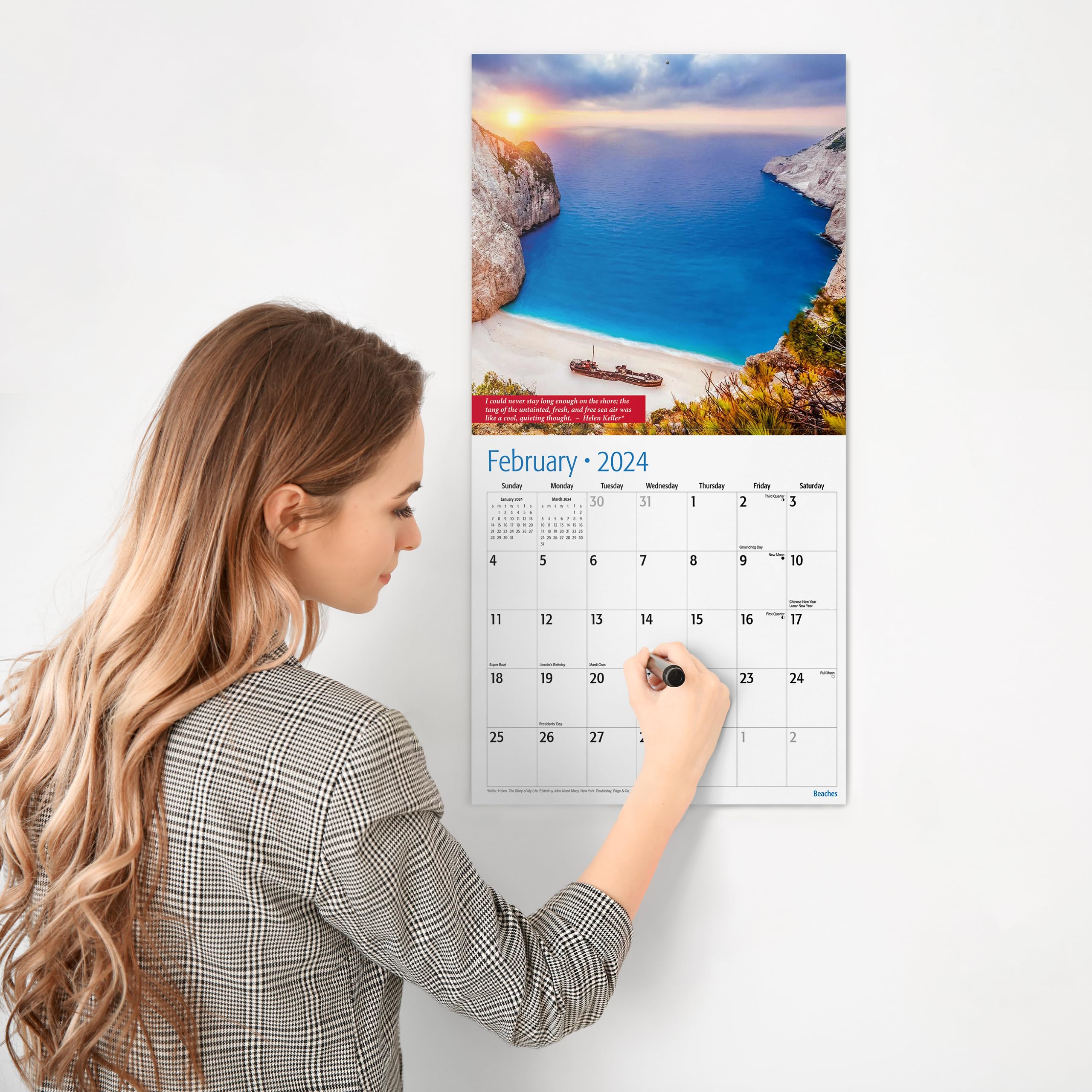RED EMBER Beaches with Inspirational Quotes 2024 Hangable Monthly Wall Calendar | 12" x 24" Open | Thick & Sturdy Paper | Giftable | Waves Ocean Beautiful Tropical Scenic Nature | Your Daily Getaway