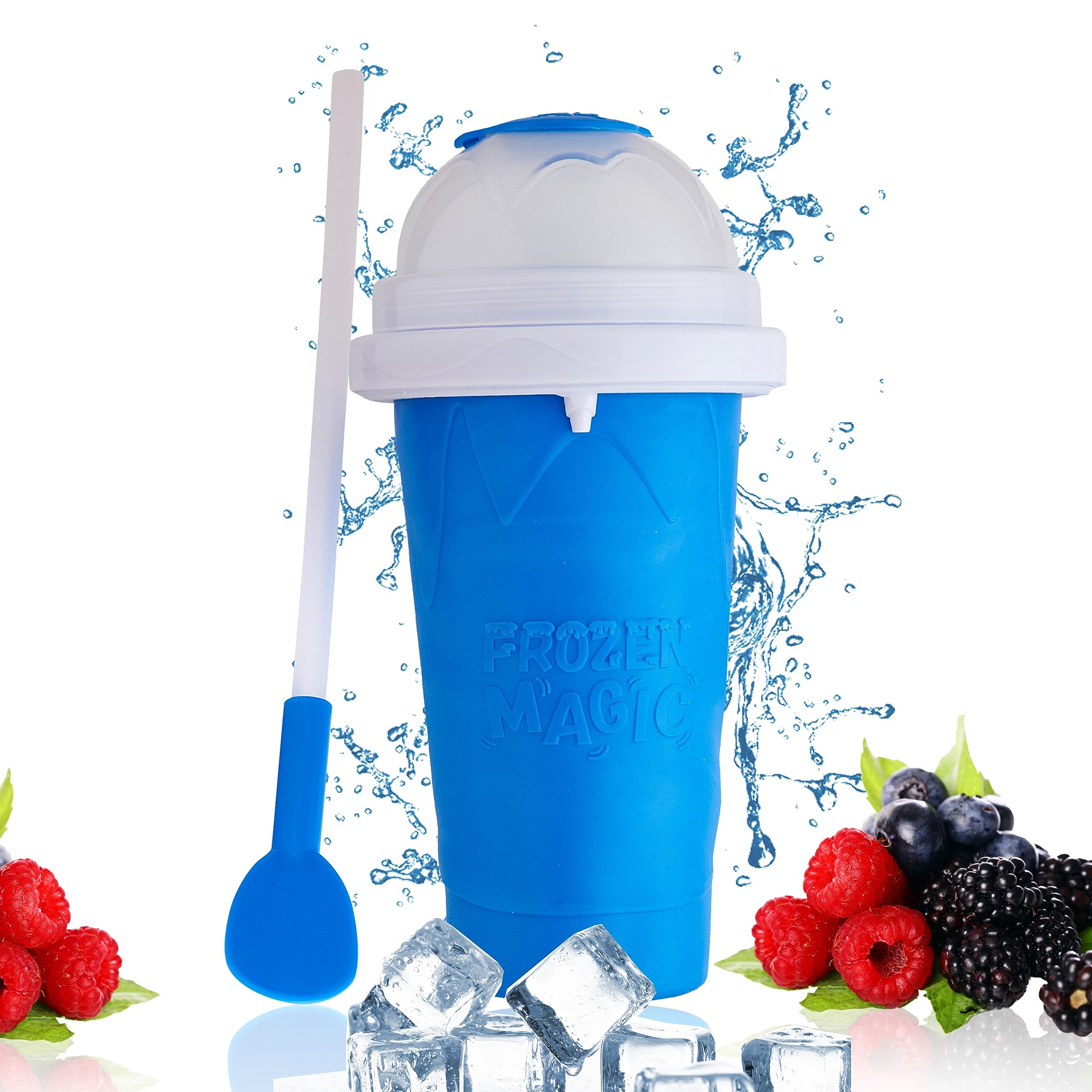 Slushie Maker Cup - Quick Frozen Magic slushy Cup, Double Layers Slushie Cup, DIY Homemade Squeeze Icy Cup, Fast Cooling Make And Serve Slushy Cup For Milk Shake, Smoothies, Slushies (Blue)