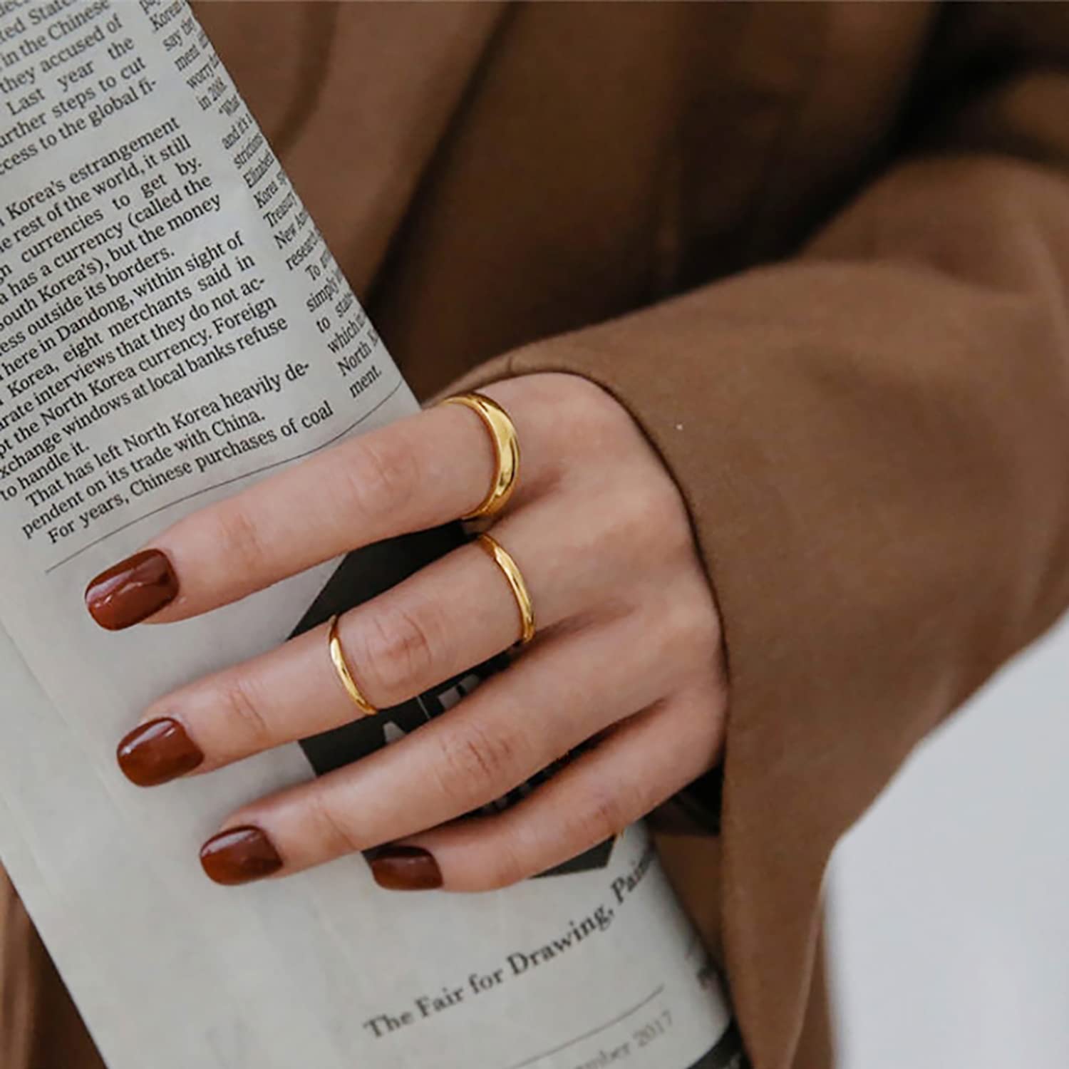 ZNBOH 3Pcs 14K Gold Filled Ring Stackable Rings for Women Stacking Thin Gold Ring Set Simple Plain Thumb Pinky Finger Statement Band Rings Men Comfort Fit 2mm 4mm 6mm