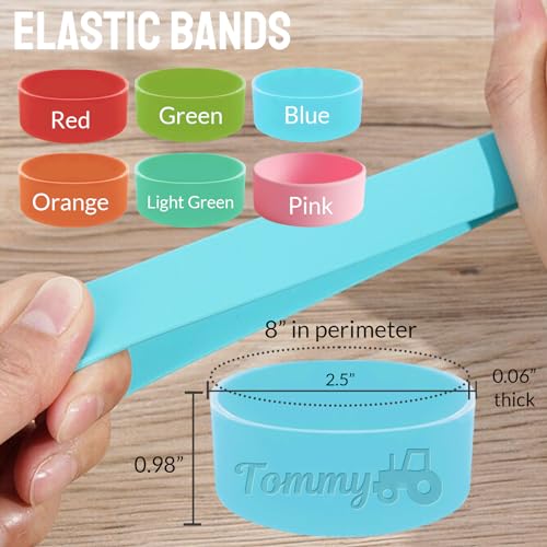 ubjva Personalized Water Bottle Name Bands Custom Engraved Silicone Labels with Name Reusable Baby Bottle Straps for Daycare School-Engraved Name