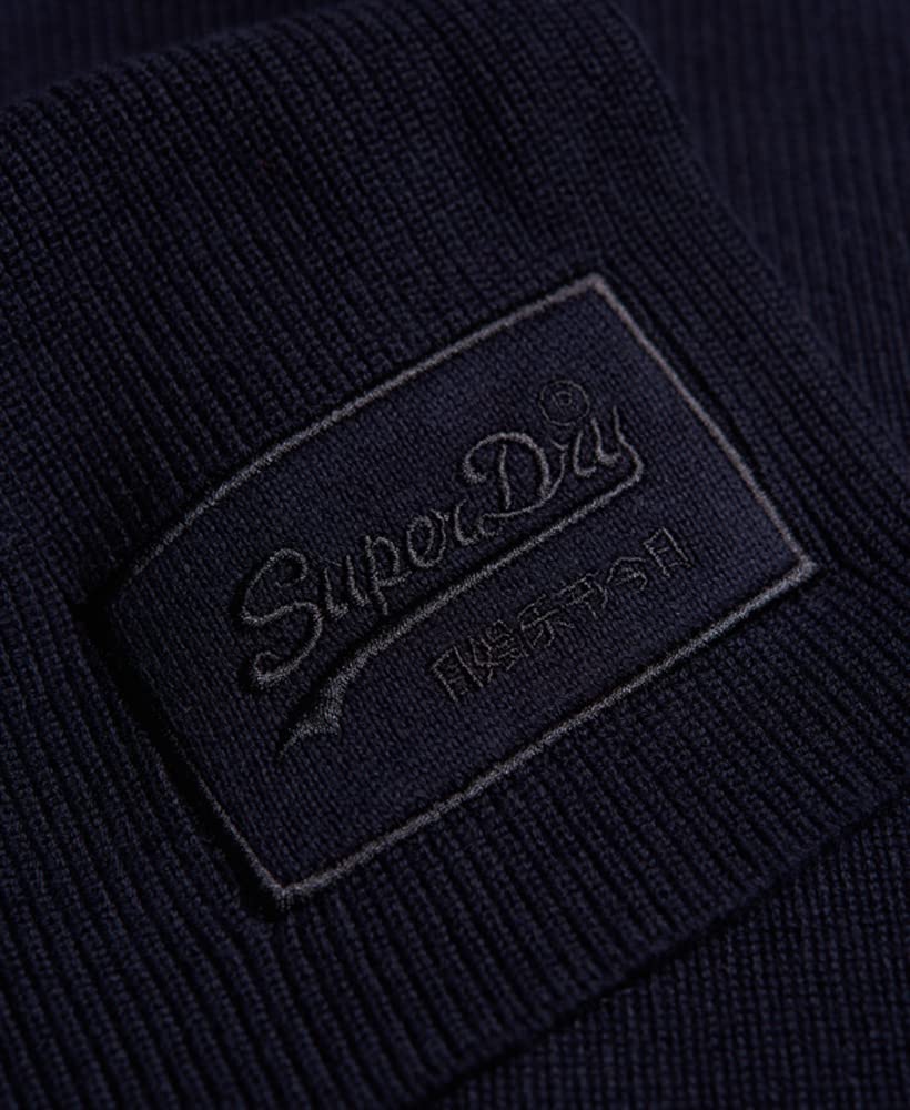 Superdry Mens Vintage Logo Classic Scarf, Ribbed Design, Embroidered Logo Eclipse Navy/Black Grit Size One Size