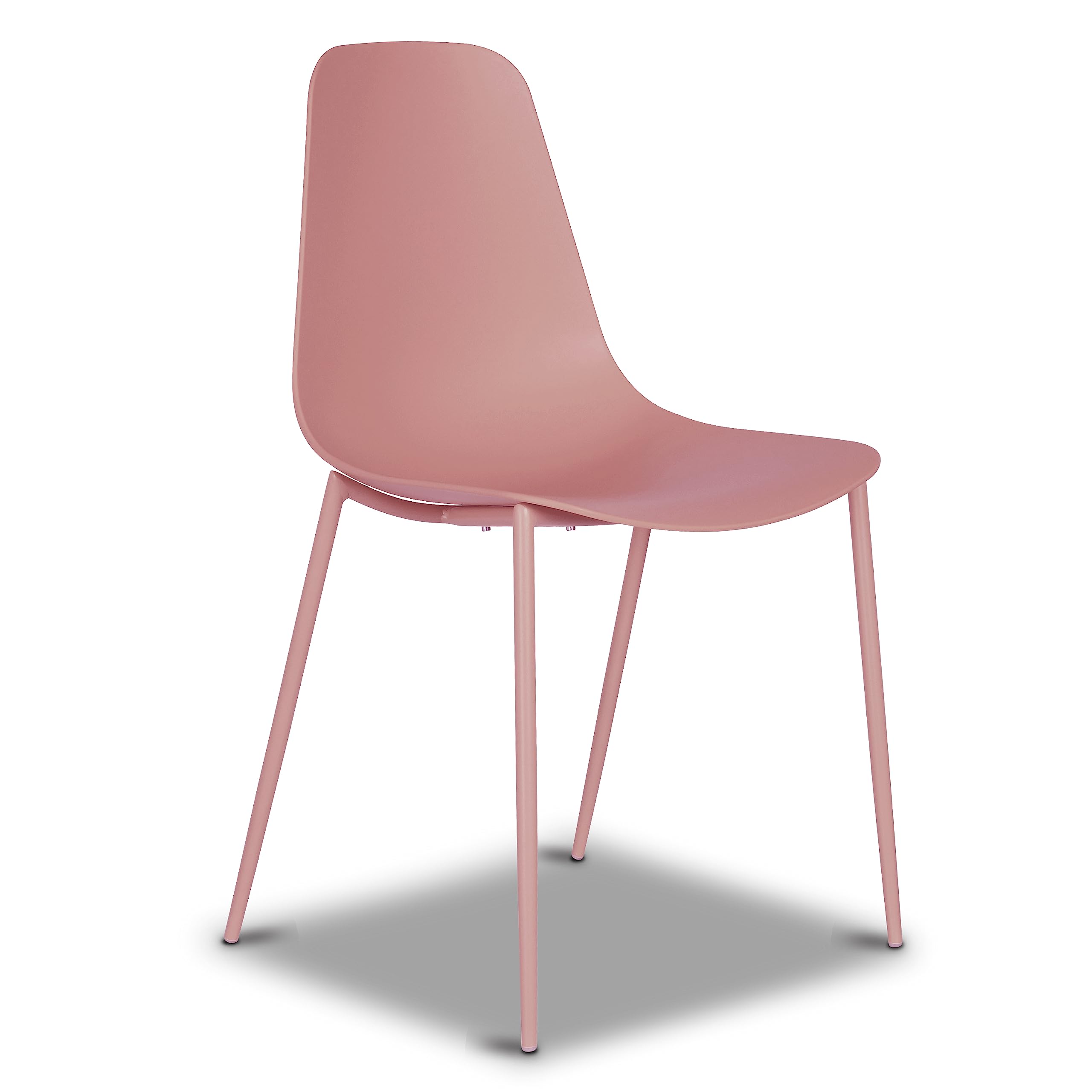 POLY & BARK Isla Modern Kitchen Chairs Set of 4 - Plastic Dining Chair with Metal Legs - Quick Assembly Simple Cafe Chairs Plastic for Indoor or Outdoor - White