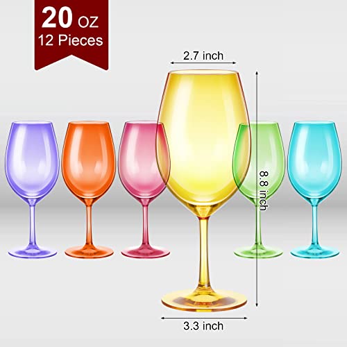 Shellwei 12 Pieces Stemmed Wine Glasses Tritan Drinkware Reusable Wine Glasses Stemmed Drinking Glasses Wine Glassware for Party Wedding Restaurant Anniversary Christmas Birthday 6 Colors