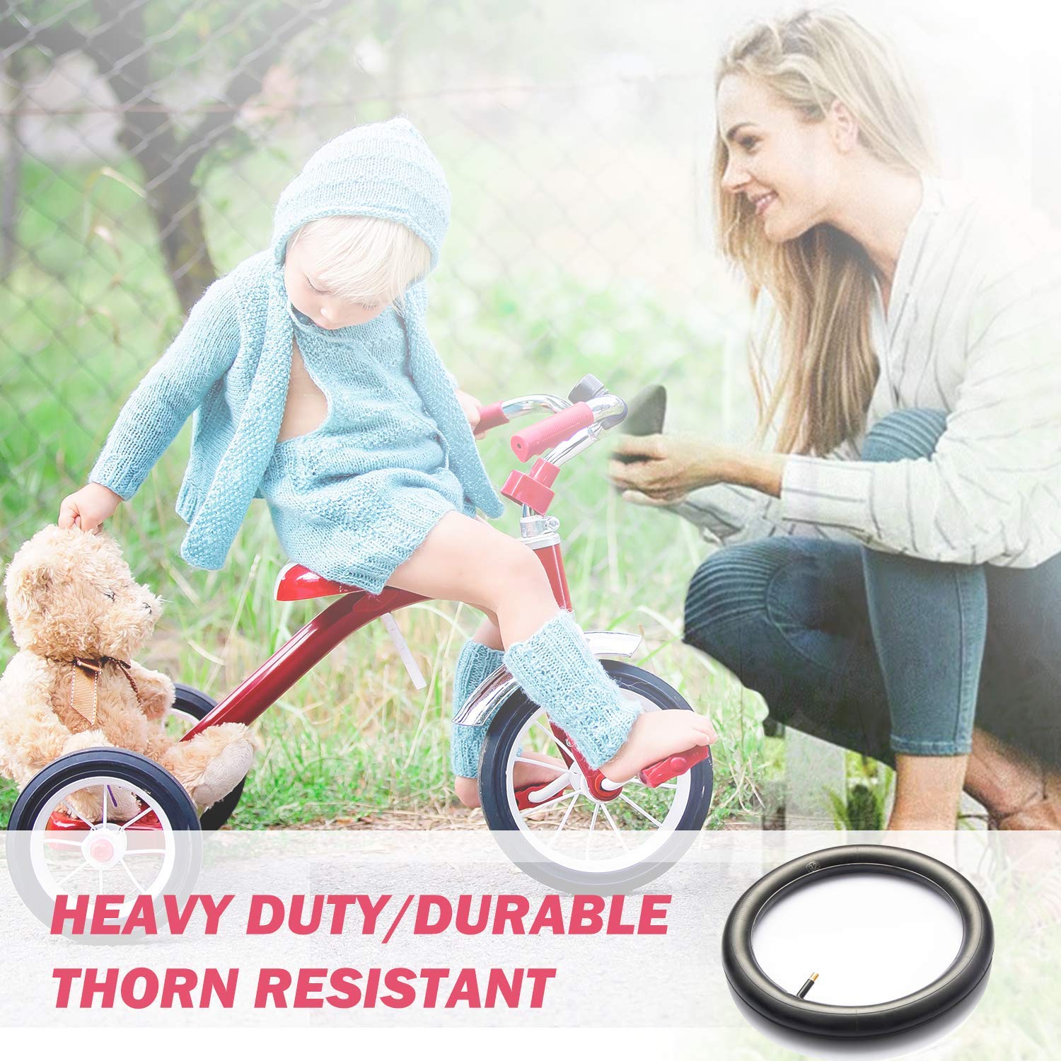 Ponwec Stroller Inner Tire Tube for BOB Gear with 1 Front&2 Rear Wheel Tire Tubes Which Diameters are 12" and 16",Heavy Duty Inner Tube Replacement with 2 Crowbars Fit Most of Strollers & Baby Jogger