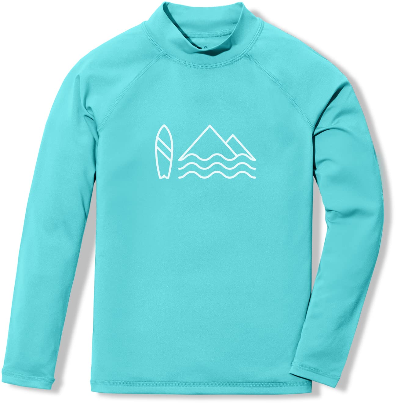 TSLA Boys UPF 50+ Rash Guard Long Sleeve, UV Sun Proctection Water Swim Shirts, Surf Swimwear Swimsuit Top, Vacation Aqua, 14