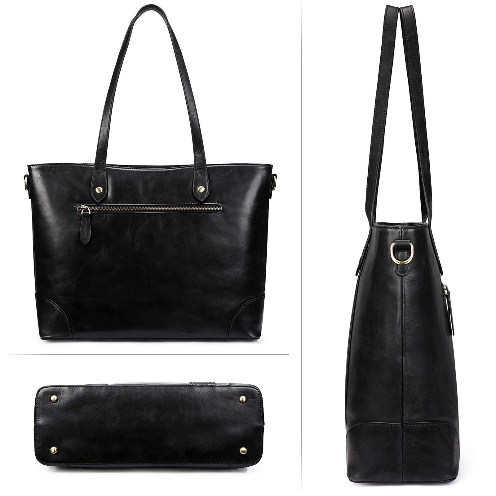 S-ZONE Women Genuine Leather Shoulder Bag Work Tote Large Handbag Crossbody Purse