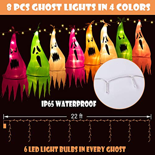 Shanyuna Halloween String Lights Outdoor Lights Battery Powered - 22FT 8LED Ghost Skull Light Up Your Home Patio Garden Indoor for Halloween Party Decorations Decor