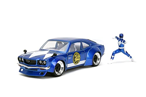 Power Ranges 1:24 1974 Mazda RX-3 Die-Cast Car & 2.75" Blue Ranger Figure, Toys for Kids and Adults