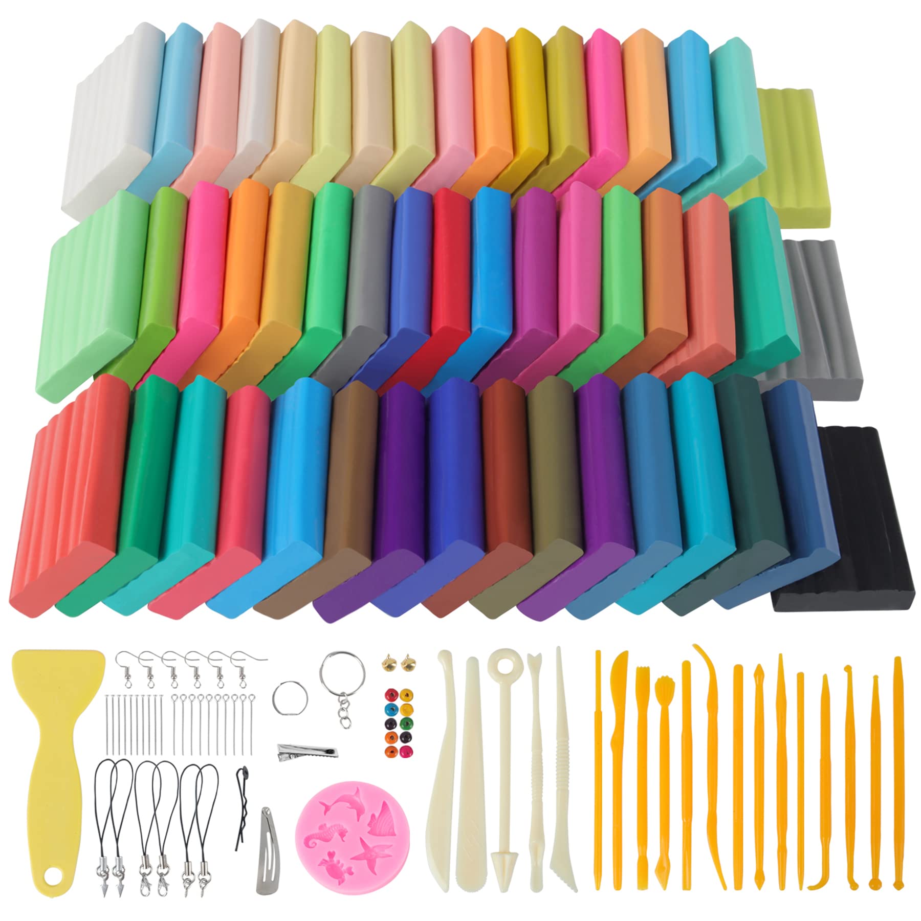Polymer Clay 72 Colors, Chunky Modeling Clay Oven Clay Modeling Clay with Sculpting Tools Storage Box Set Clay for Kids, Gifts for Children, Adults, Beginners, Schools