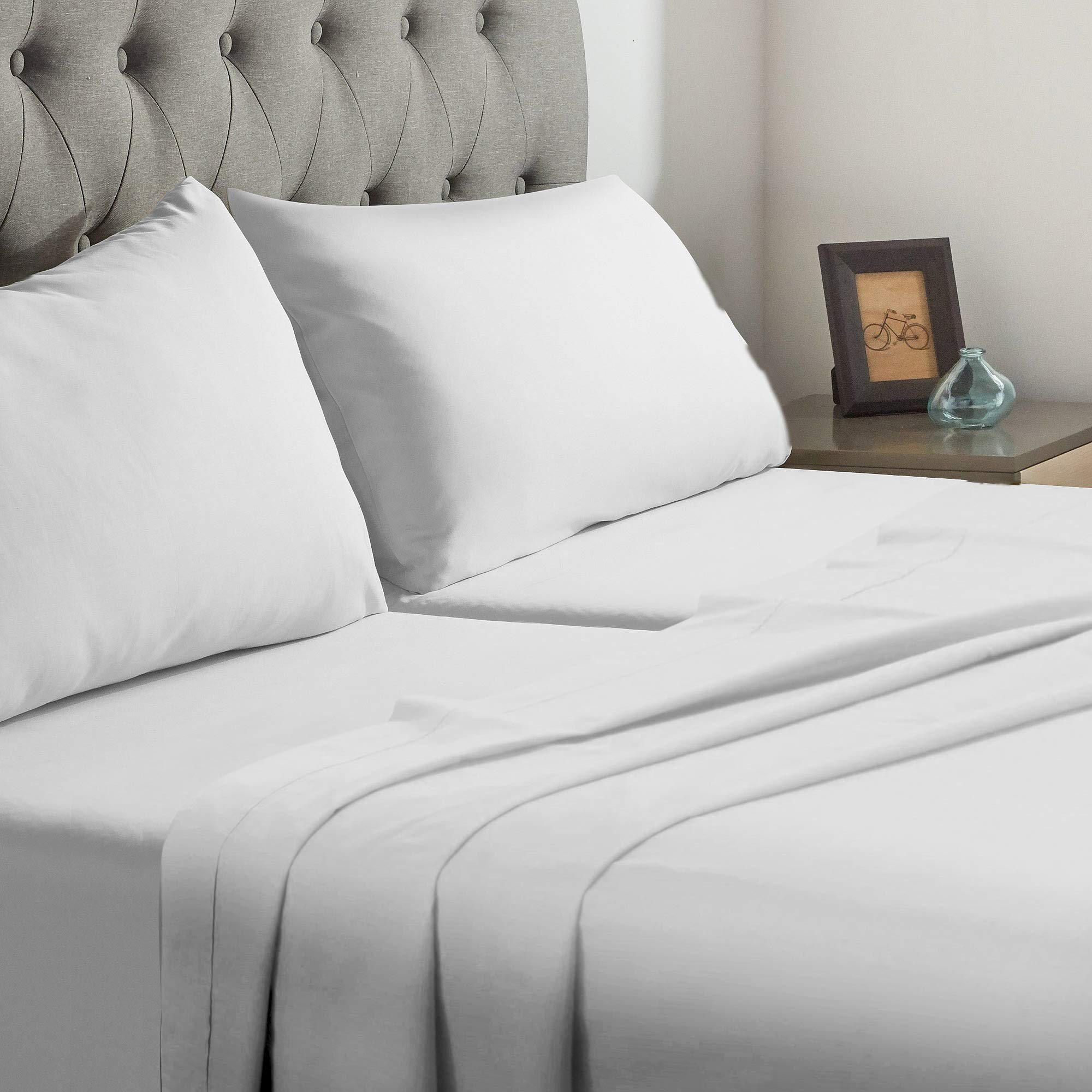 Split California King Sheet Set for Adjustable Beds - White Solid, 800 Thread Count 100% Egyptian Cotton, Sateen Weave Comfortable - 5 Piece Set, 15" Deep Pocket with All Around Elastic