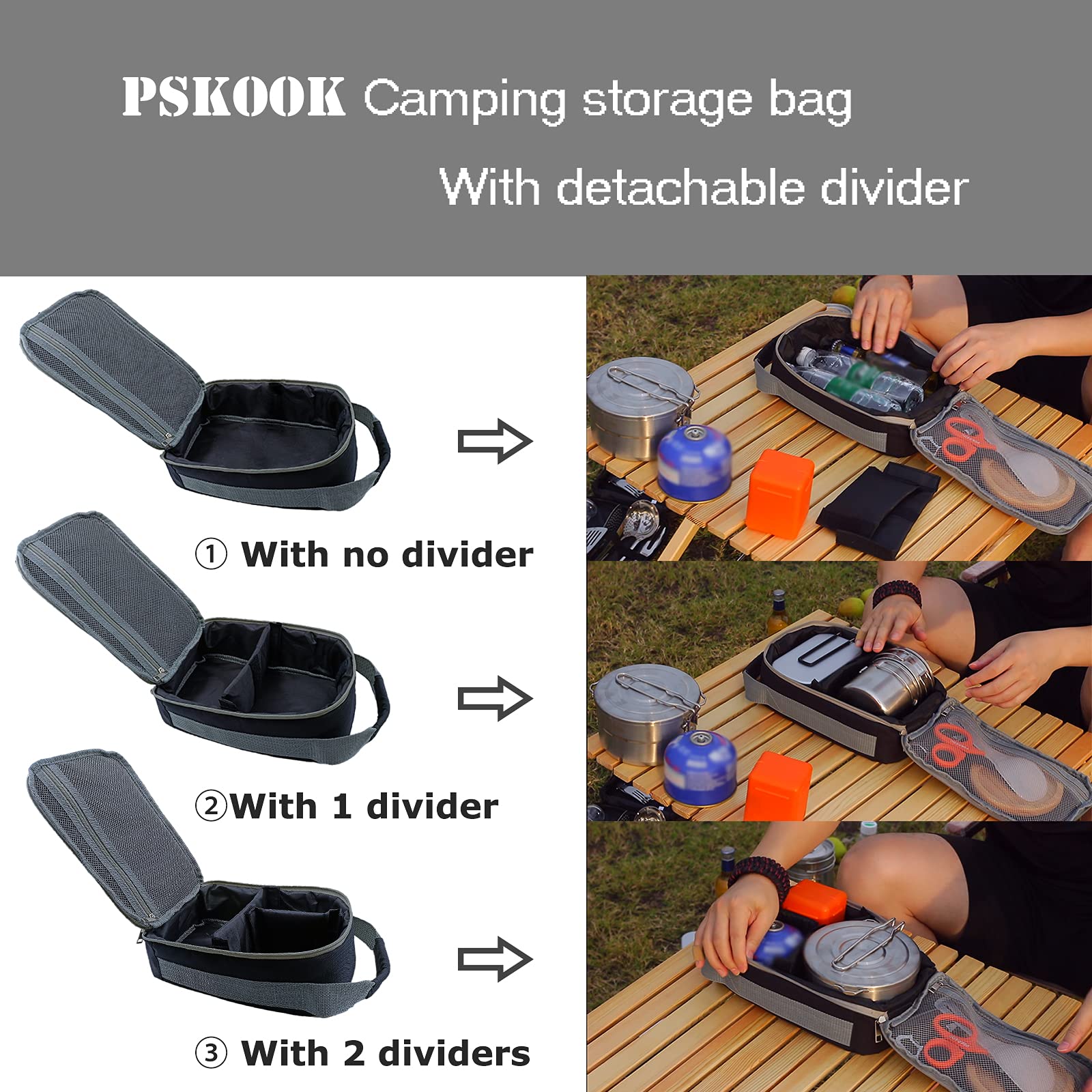 PSKOOK Camping Cookware Kits Storage Bag Carry Bag for Pot Pan Gas Canister Backpacking Stove Storage Case Tote Bag for Outdoors