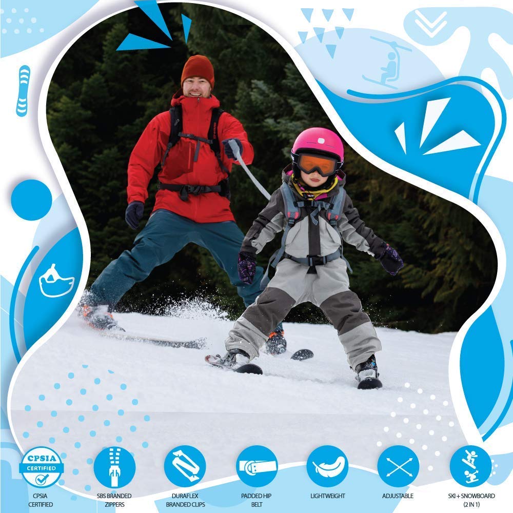 Ski & Snowboard Training Harness + Ski & Pole Carrier Bundle - Teach Your Child The Fundamentals of Skiing and Snowboarding - Complimented by Ski & Boot Carriers to Help Them Get to The Mountain