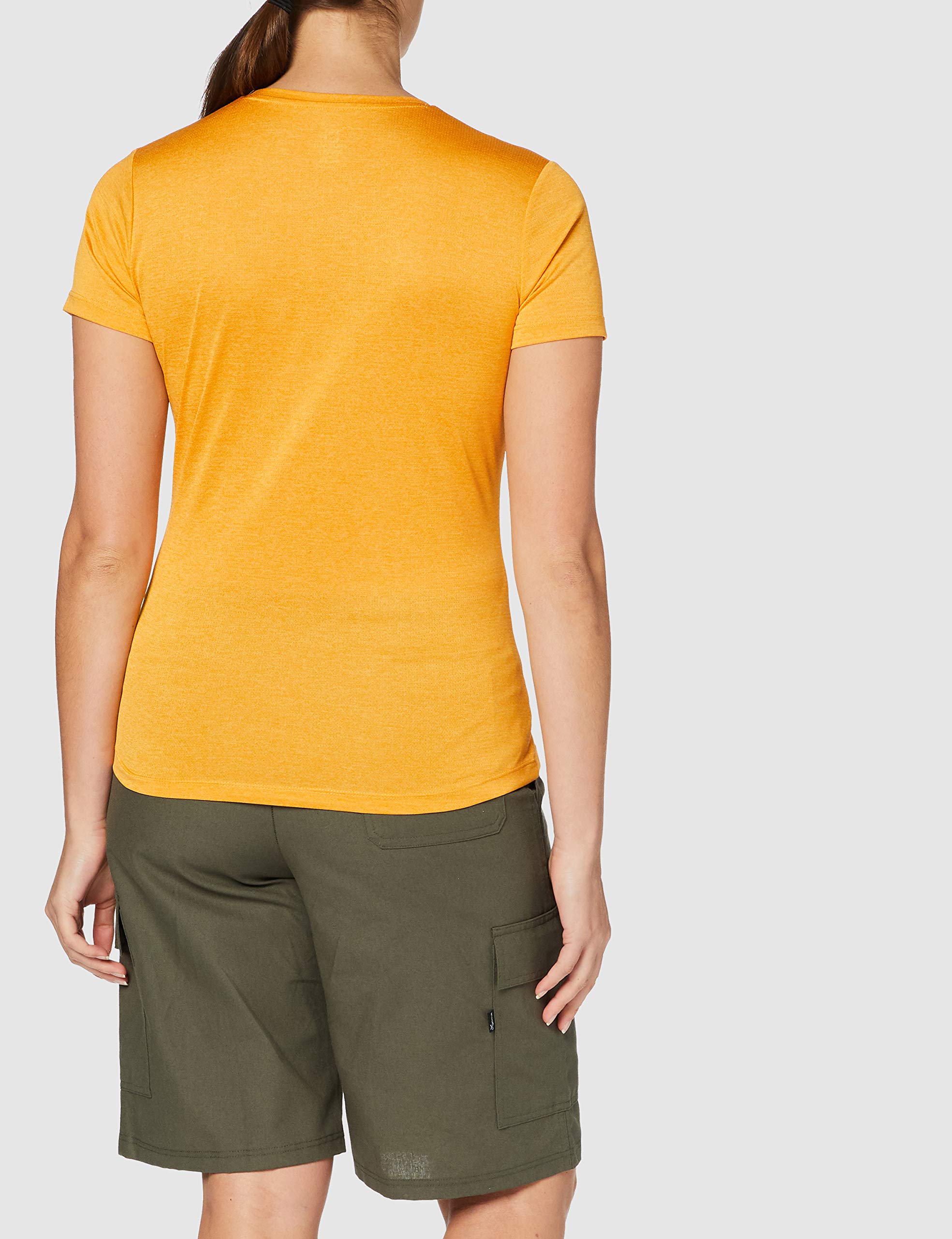 Salomon Women's Standard Agile Short Sleeve Running Tee, Autumn Blaze/Citrus/Heather, Large