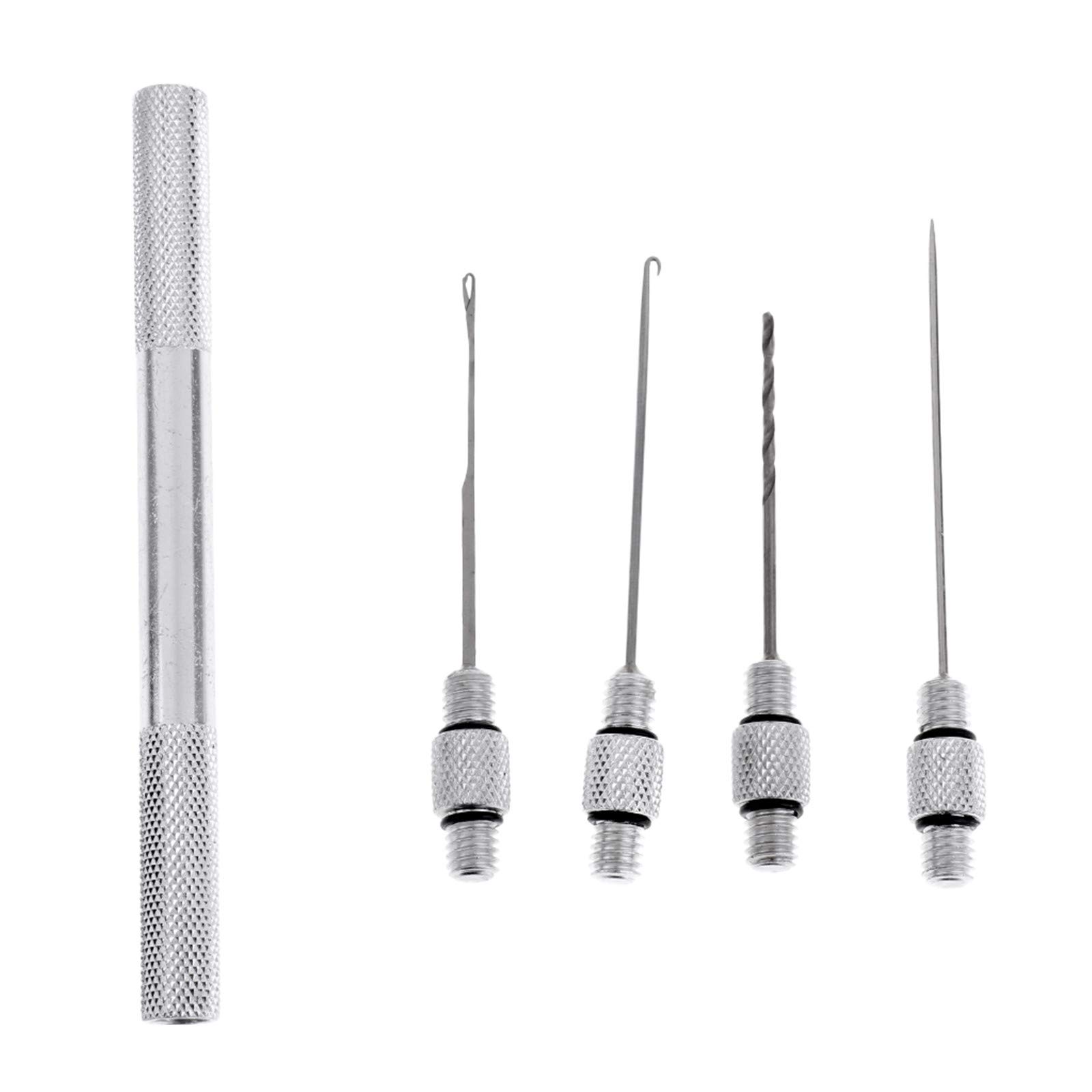 sknsalfew Carp Fishing Rigging Bait Needle Tool Set, 5-in-1 Carp Fishing Tackle Kit, Bait Boilie Drill Stringer Needle with Nonslip Aluminum Alloy Handle