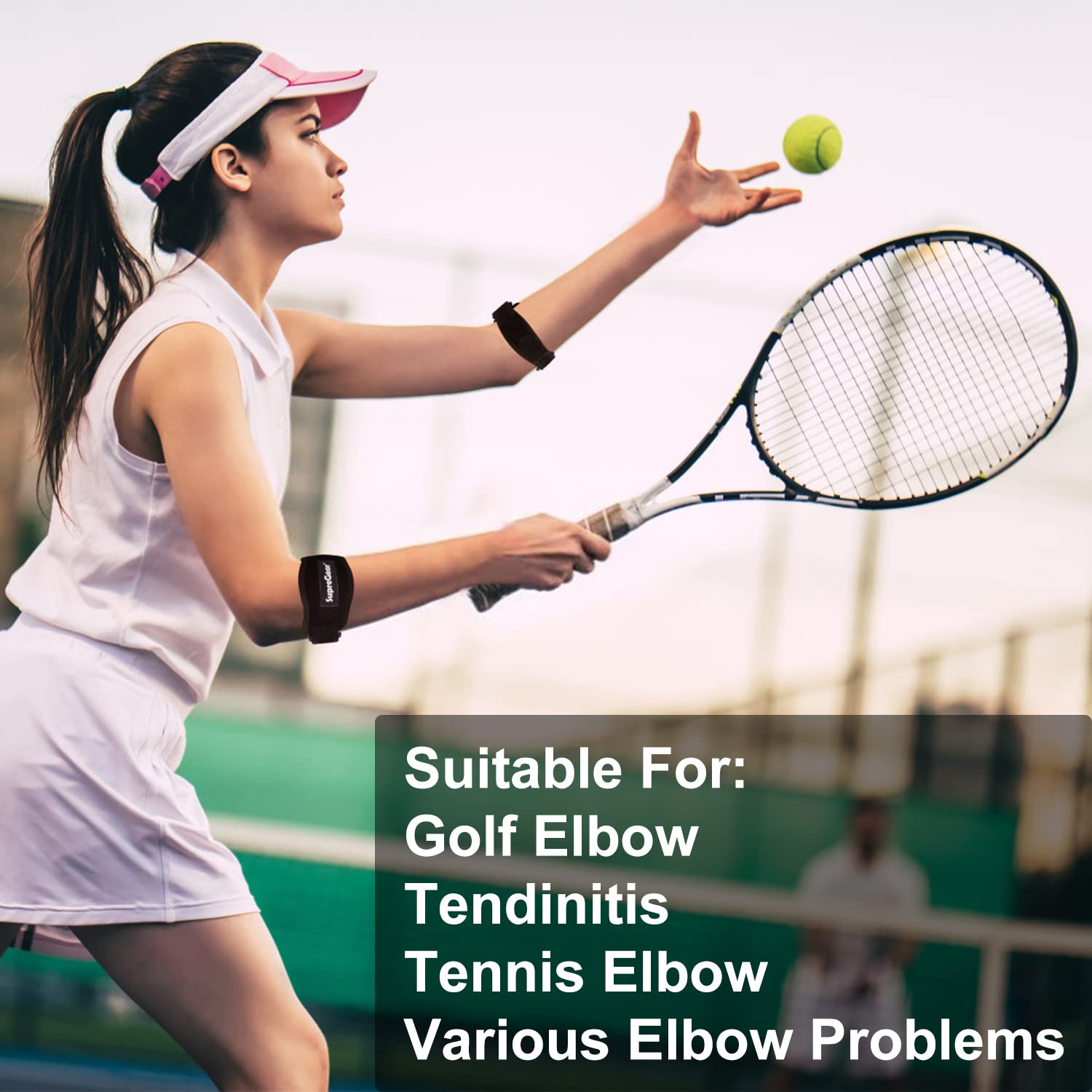 supregear Tennis Elbow Brace (2-Pack), Adjustable Elbow Support with Compression Gel Pad - Relieve Golf Elbow, Tendinitis and Joint Pain, Great for Tennis, Golf, Volleyball and Other Sports, Red