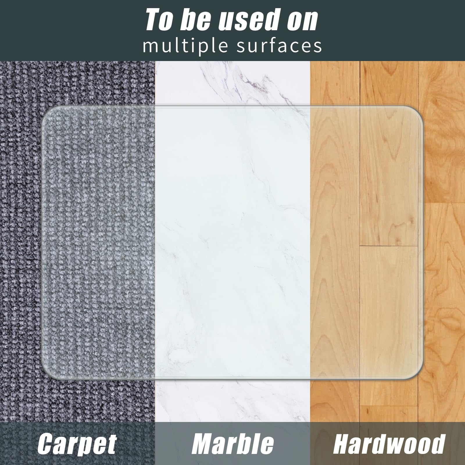 SHAREWIN Office Chair Mat for Carpet/Hardwood Floor- Tempered Glass Desk Chair Mat fo Office Home 1/5β Thick, Heavy Duty Under Desk Protector, Computer Gaming Chair Mat w/Anti-Slip Pads, 46β x 35β