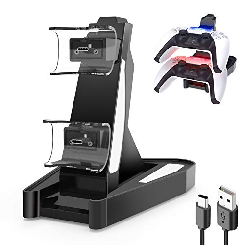 PS5 Controller Charger, Playstation 5 Charging Dock Station, Dual USB Type C Fast Charging with Stand & LED Indicator, for Sony PS5 DualSense Controller