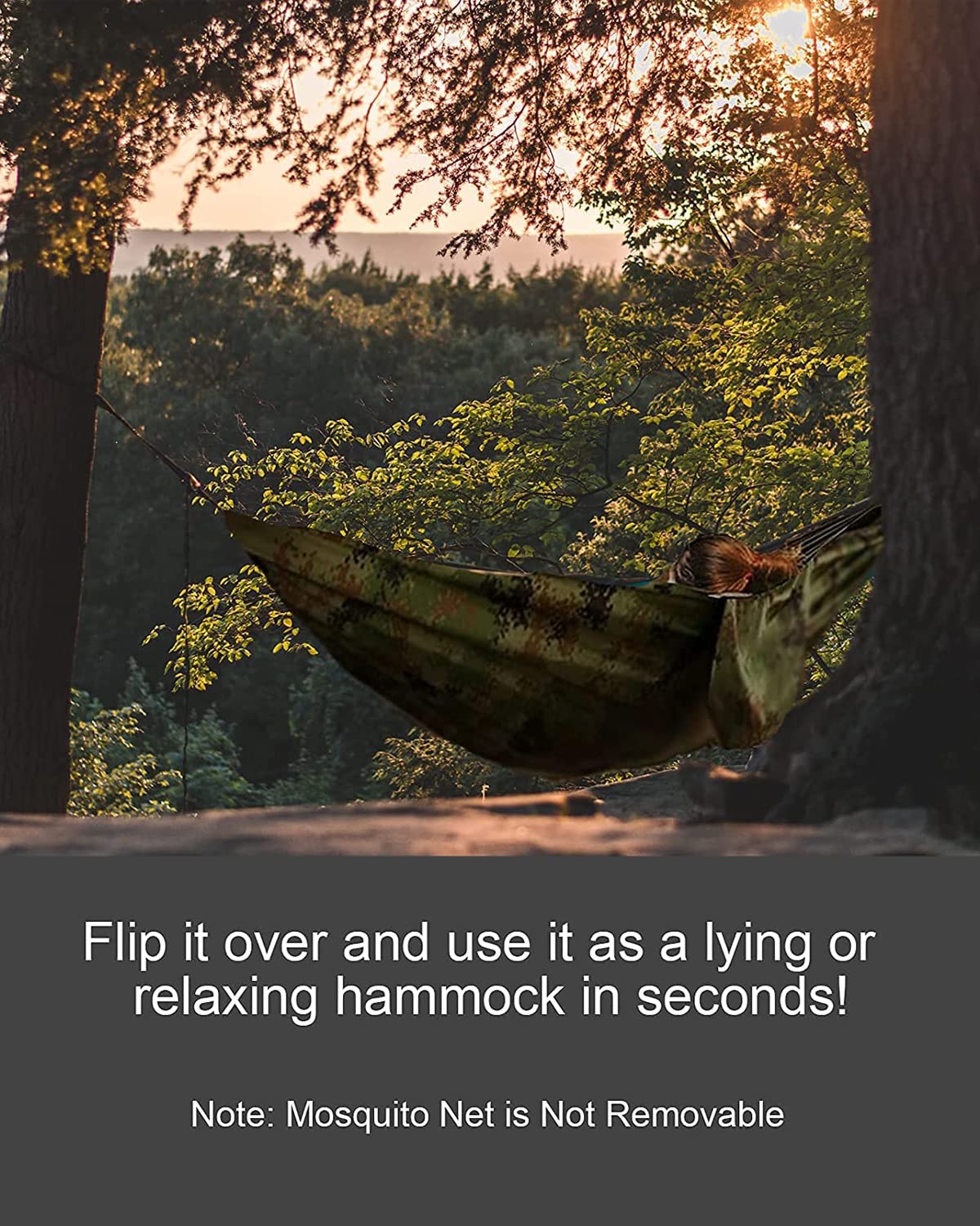 Uplayteck Camping Hammock with Mosquito Net - Portable Double/Single Travel Hammock Insect Netting 210D Nylon Hammock Swing for Backyard Garden Camping Backpacking Survival Travel (Camo)