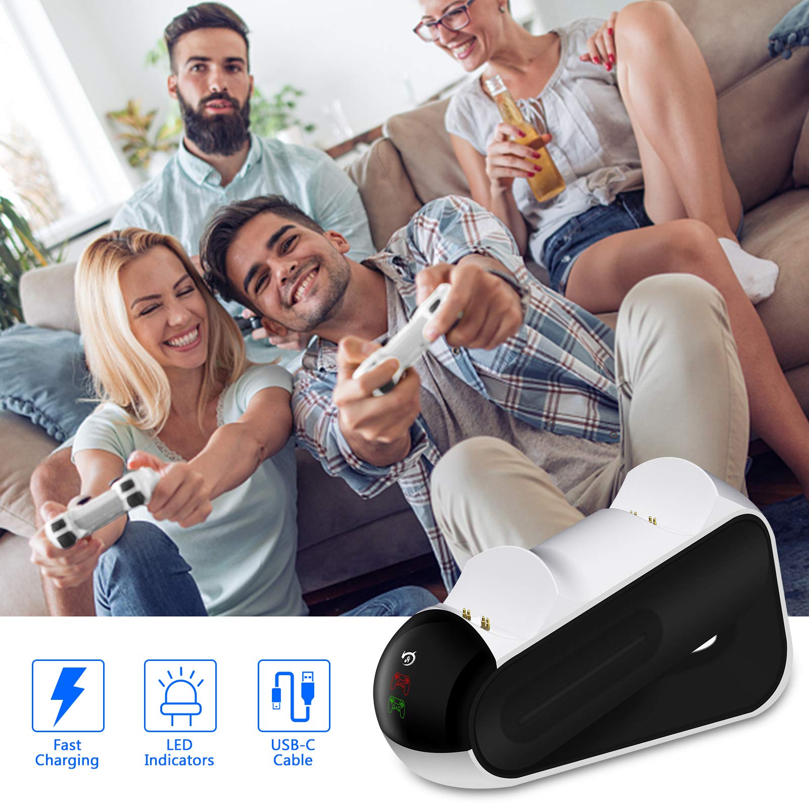 PS5 Controller Charging Dock PlayStation 5 Charging Station Dual Fast Charging Dock Station with LED Display Compatible with Sony PS5 PS5 Pro