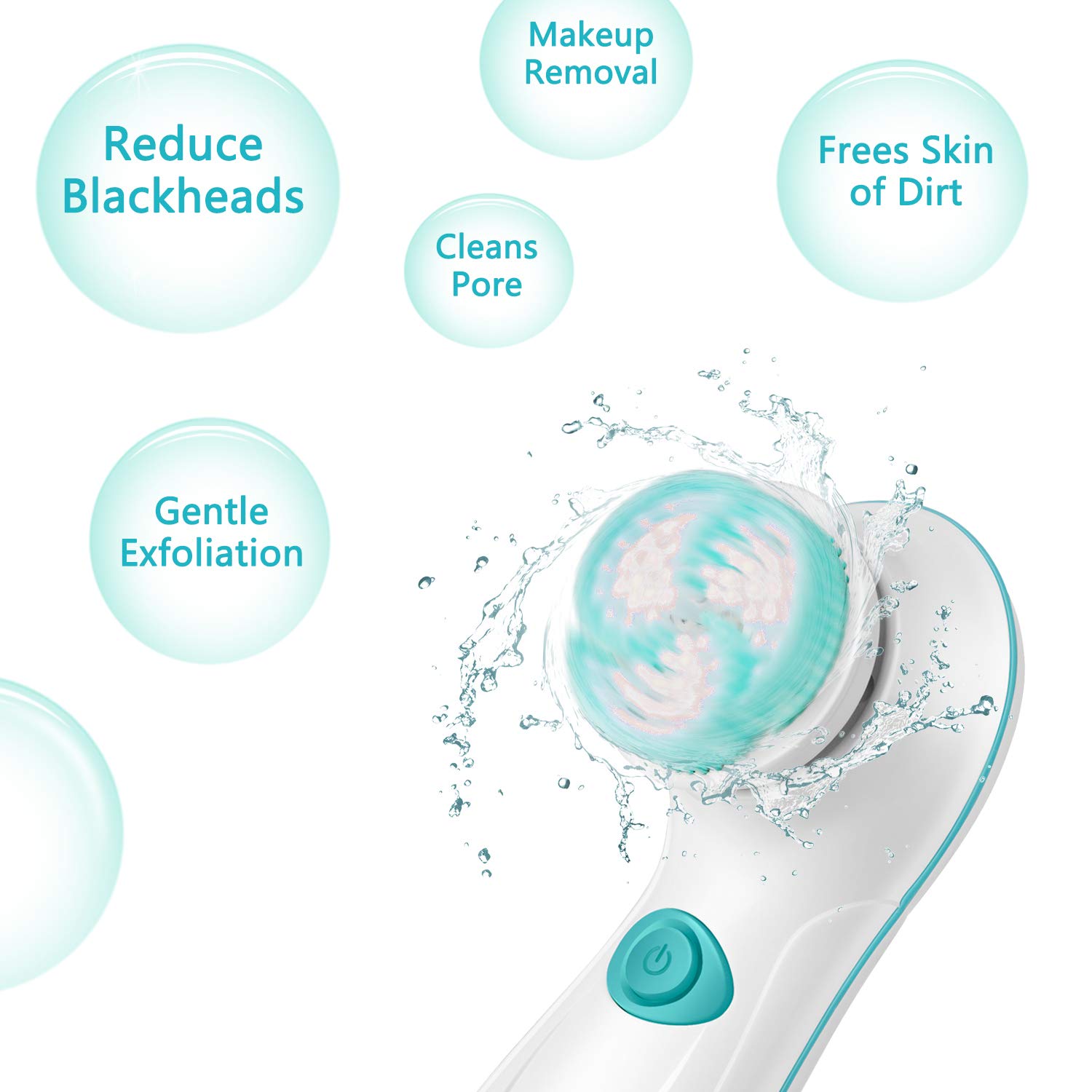 Rechargeable Facial Cleansing Spin Brush Set with 4 Exfoliation Brush Heads - Waterproof Face Spa System by CNAIER - Face Brushes for Cleansing and Exfoliating