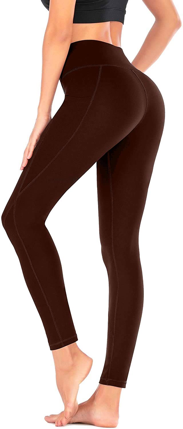 Yoga Pants with Pockets for Women - Leggings with Pockets High Waisted Tummy Control Non See-Through Workout Pants Black/Black