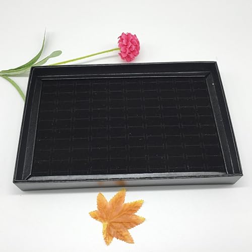 UGPLM Rings Display Tray Rings Earrings Showcase 100 Slots Foam Insert with Flannel Gift Rings Holder Case Jewelry Tray Organizer, A