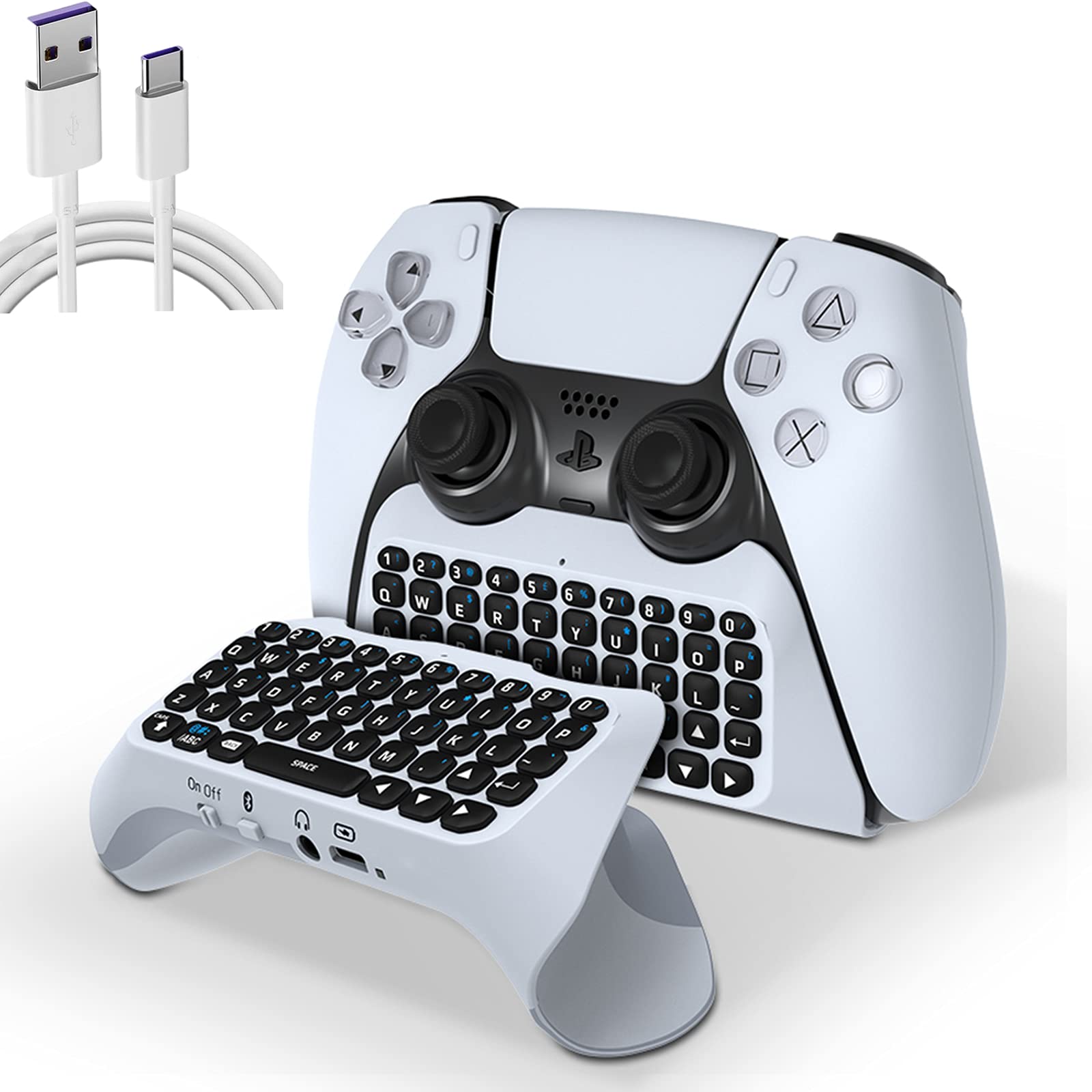 PS5 Controller Keyboard, Megadream Wireless Rechargeable Online Gaming Live PS5 Gamepad Chat Message Chatpad Keypad with Speaker & 3.5mm Audio Jack Port for Sony PlayStation 5 (Controller Not Included