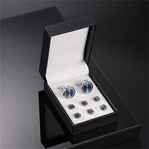TJLSS Wedding Man Cuff Link Set Man Shirt Cufflinks Cufflink Shirts Studs Button And Cufflinks For Mens Tie Clips (Color : Blue)
