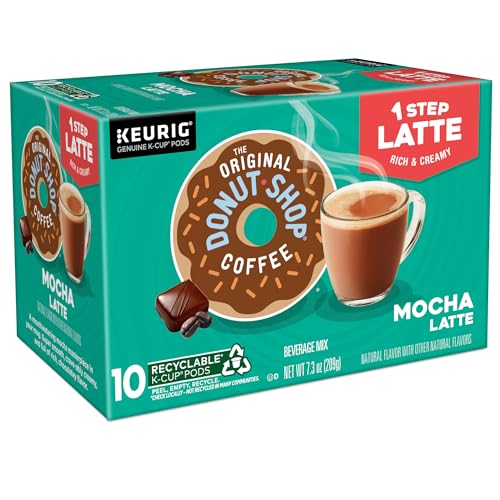 The Original Donut Shop Mocha Latte, Single Serve Coffee K-Cup Pod, Flavored Coffee, 60 Count (6 Packs of 10)