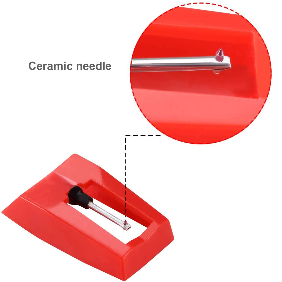 Record Player Needle, Red Diamond Stylus Replacement Needle for Vinyl Player, Phonograph, Turntable, LP Player (2 Pack)