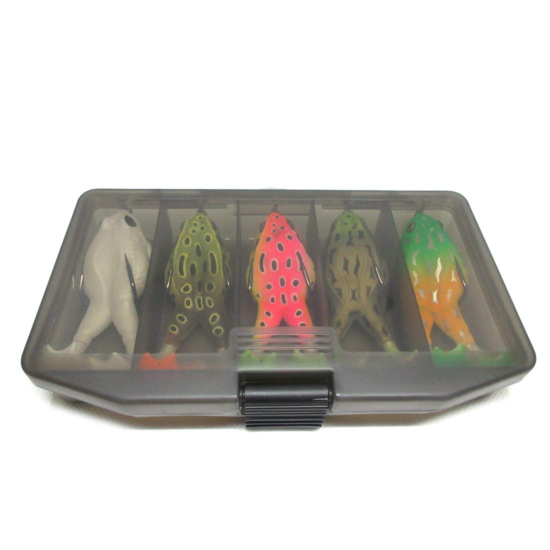 Spotlip 5pcs/Set Double Propellers Frogs Lure Soft Bait Soft Silicone Artificial Fishing Lures Floating Weedless Baits Kit 3.56 inch/13g Topwater Lure (B)